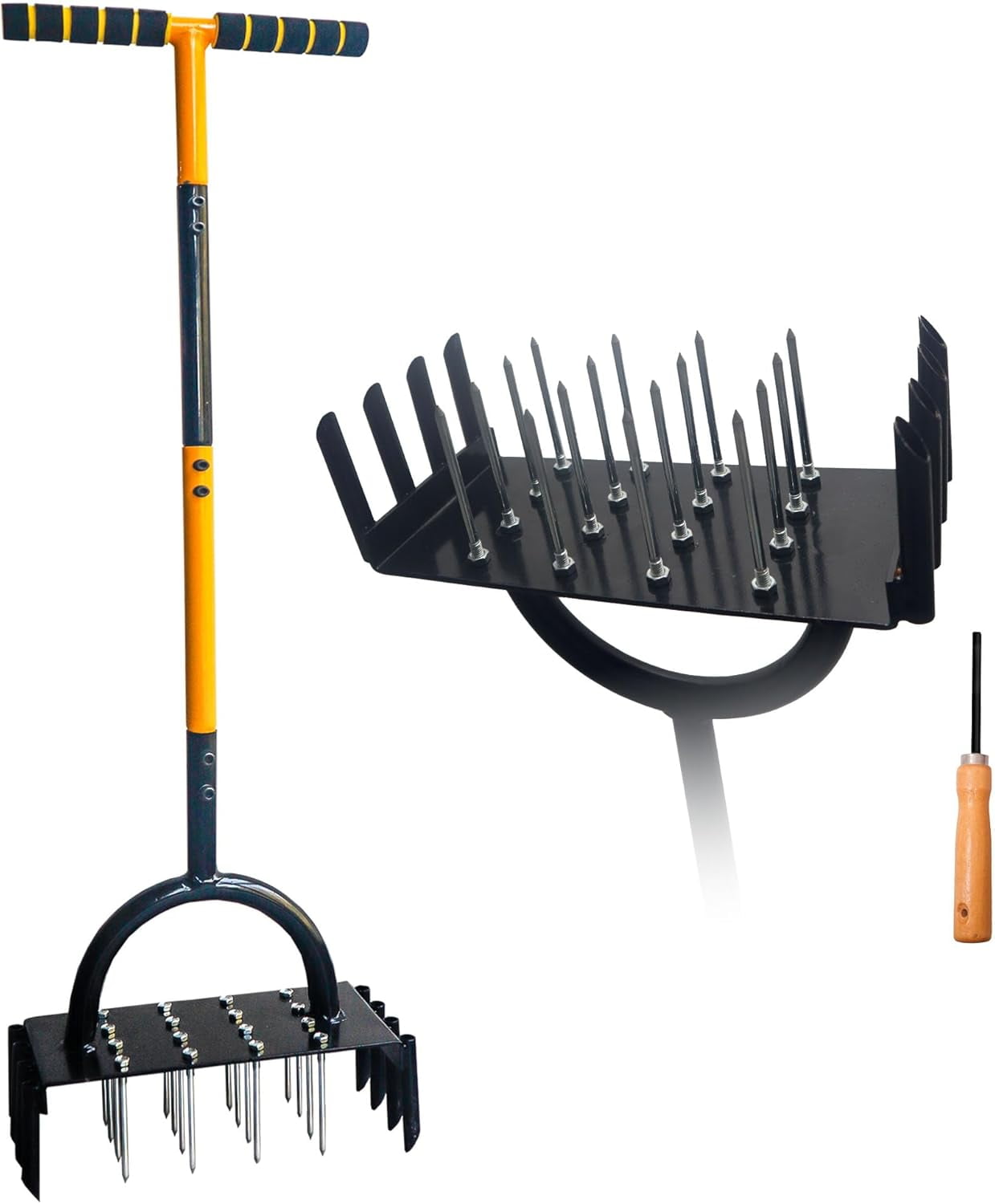 Lawn Aerator Manual Lawn Aerators Tool with 16 Spikes&8 Coring，Garden ...