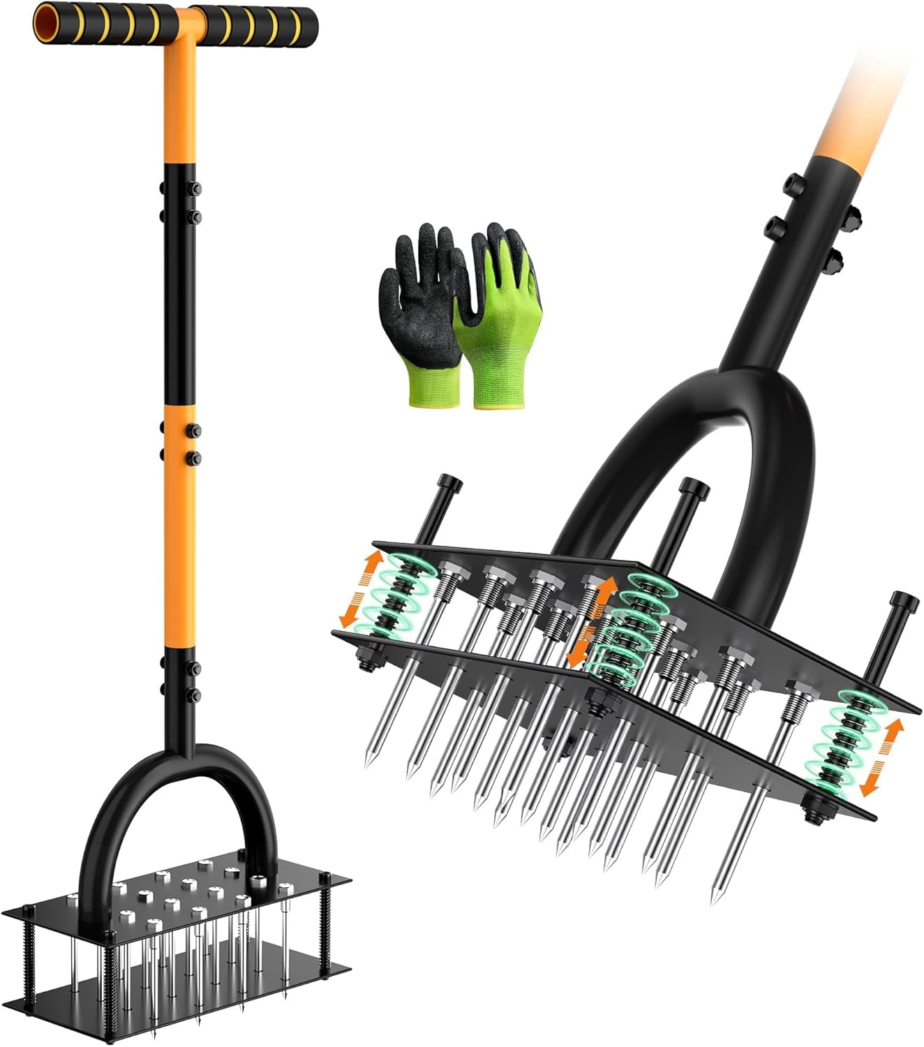 Lawn Aerator Manual Tool with 16 Spikes, Metal Grass for Yard, Aeration ...