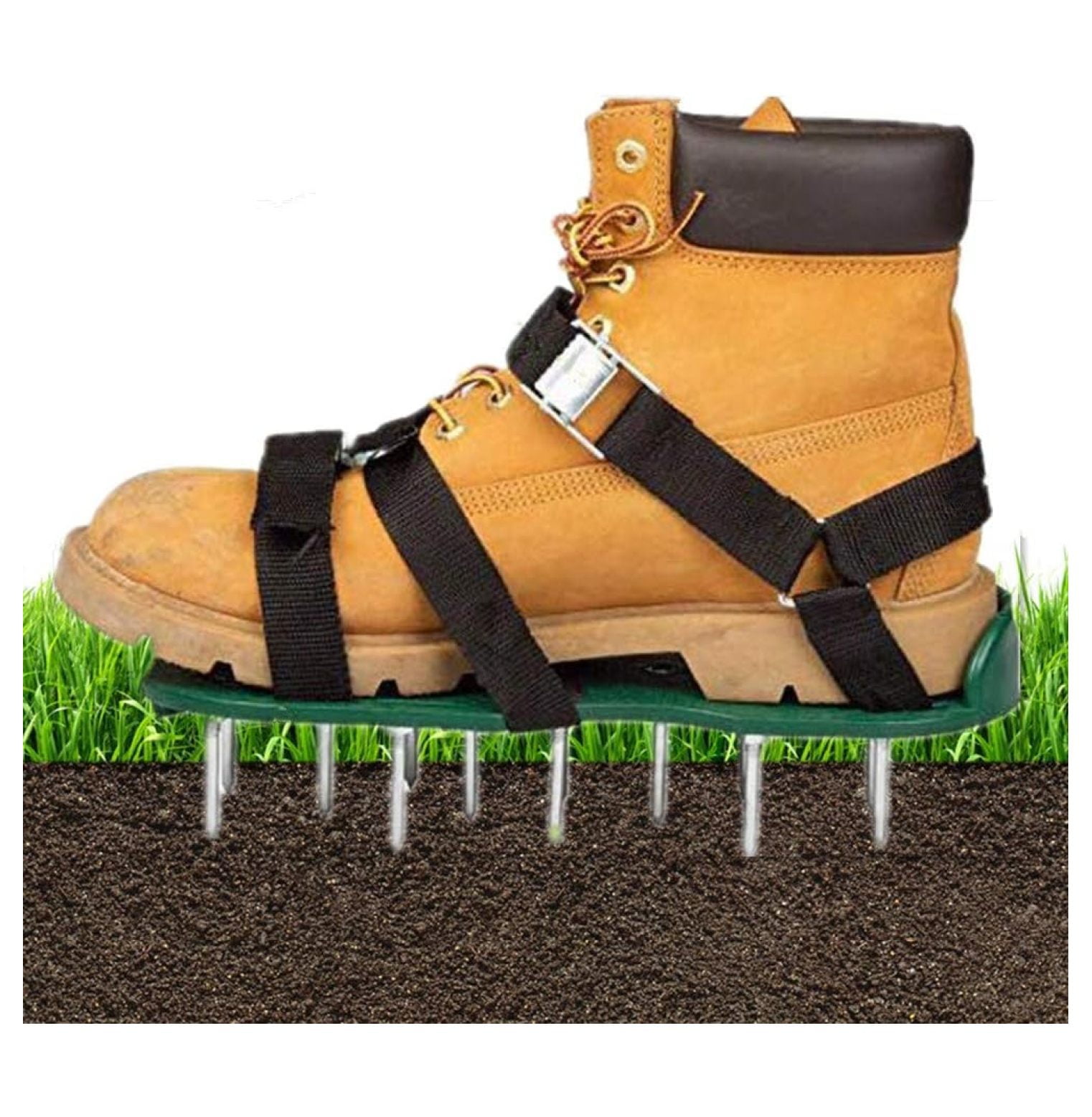Lawn Aerator Shoes 3 Adjustable Straps+1 X-Strap and Heavy Duty Metal ...