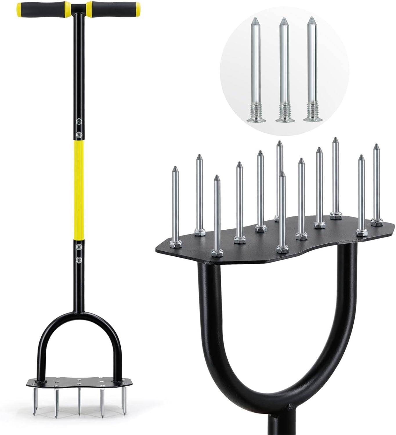 Lawn Aerator Spike Tool, Updated 36" Metal Grass Aerator with Longer ...