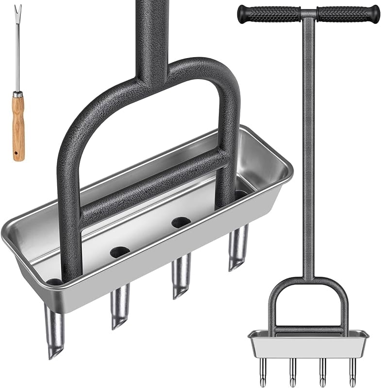 Lawn Coring Aerator, 4 Stainless Steel Corer Plug Aerator Tool, Manual ...