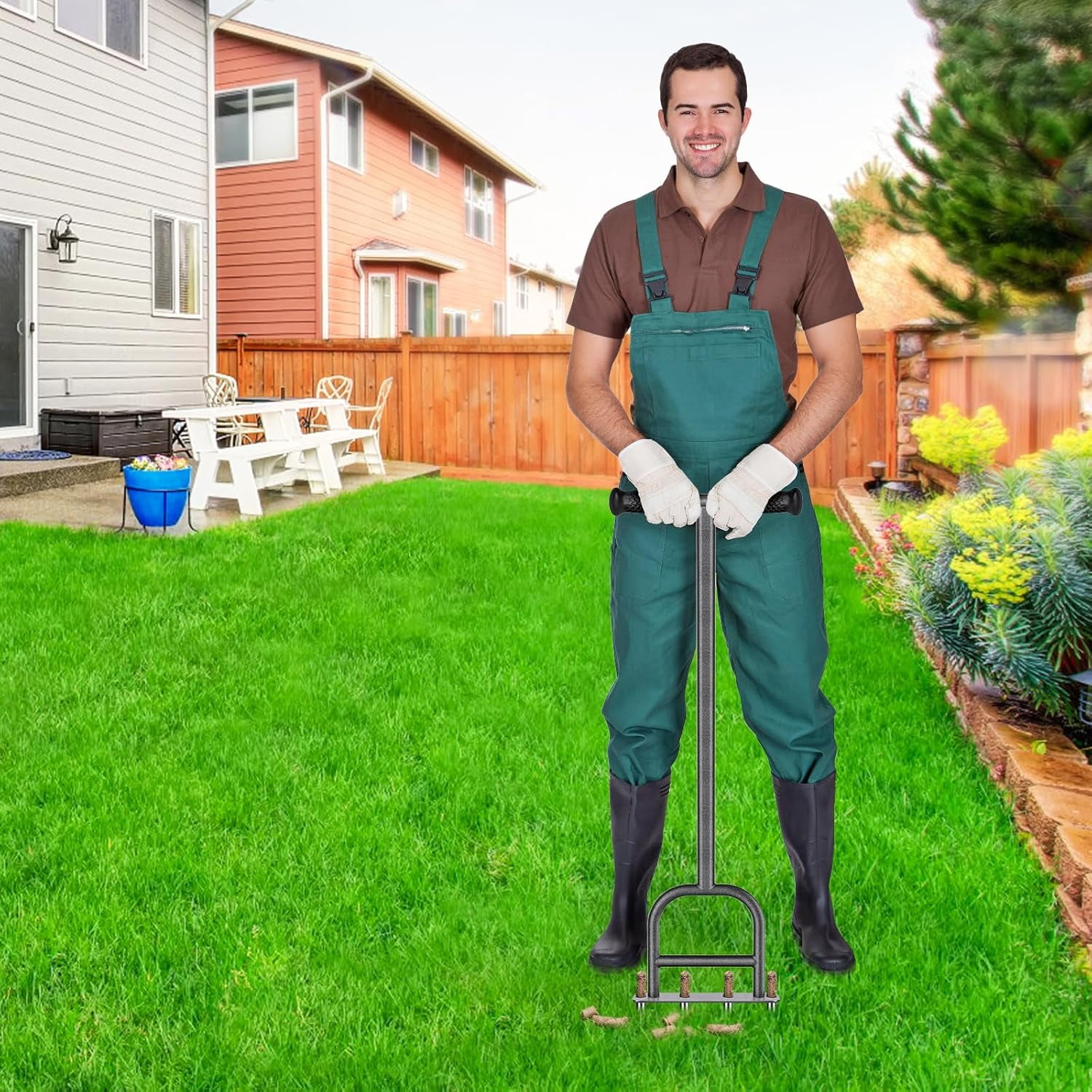Lawn Coring Aerator, 4 Stainless Steel Corer Plug Aerator Tool with ...