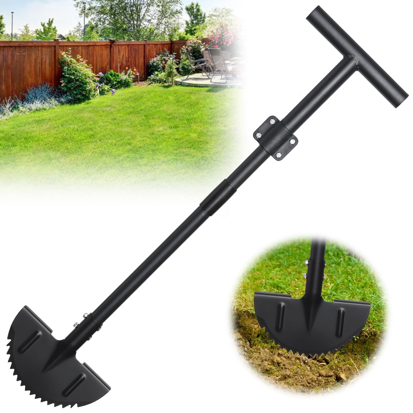 Lawn Edger Tool, Sharp Saw-Tooth Half Moon Hand Lawn Edging Tool for ...