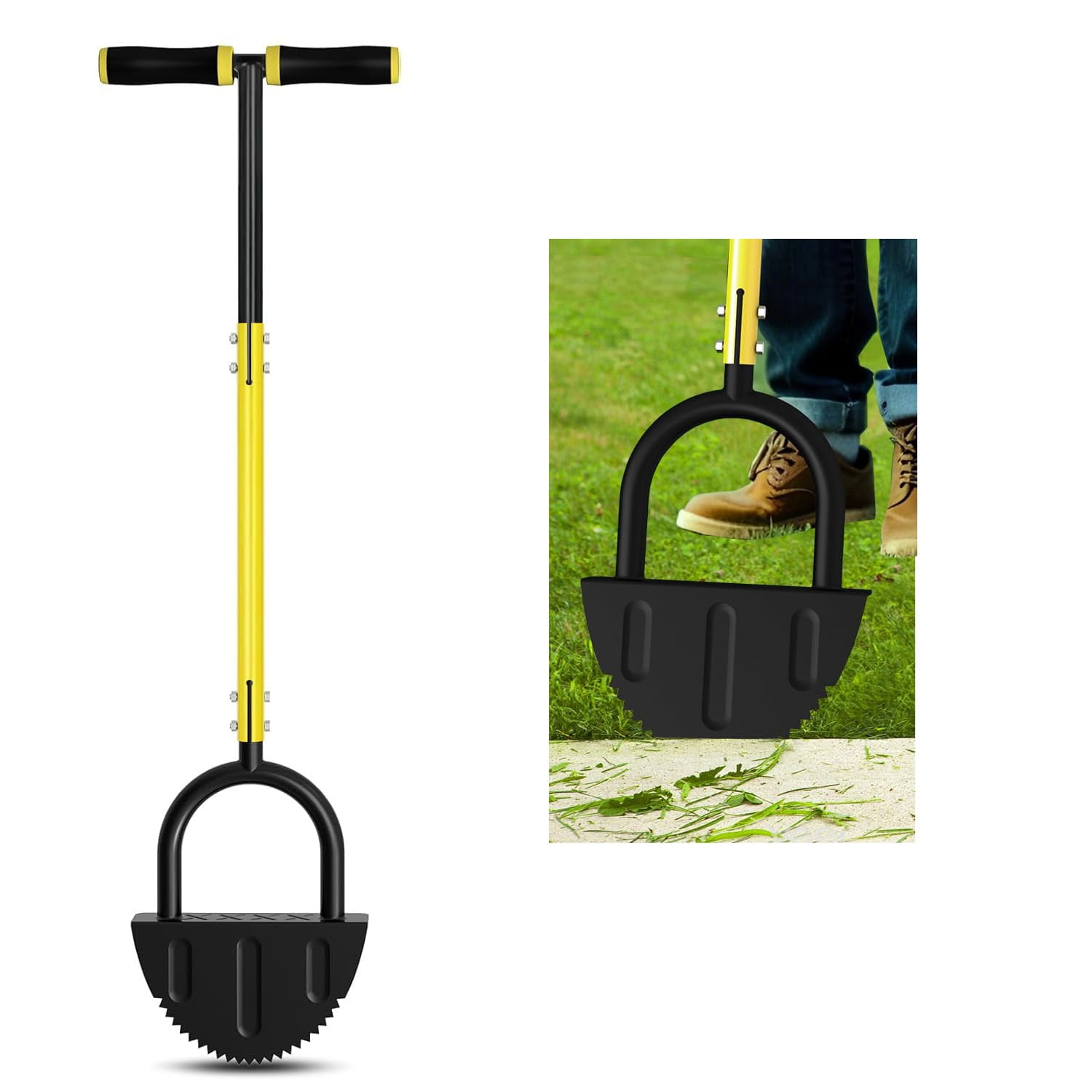 Lawn Edger with T-Grip, Half Moon Saw-Tooth Edger, 38-Inch Step Edger ...