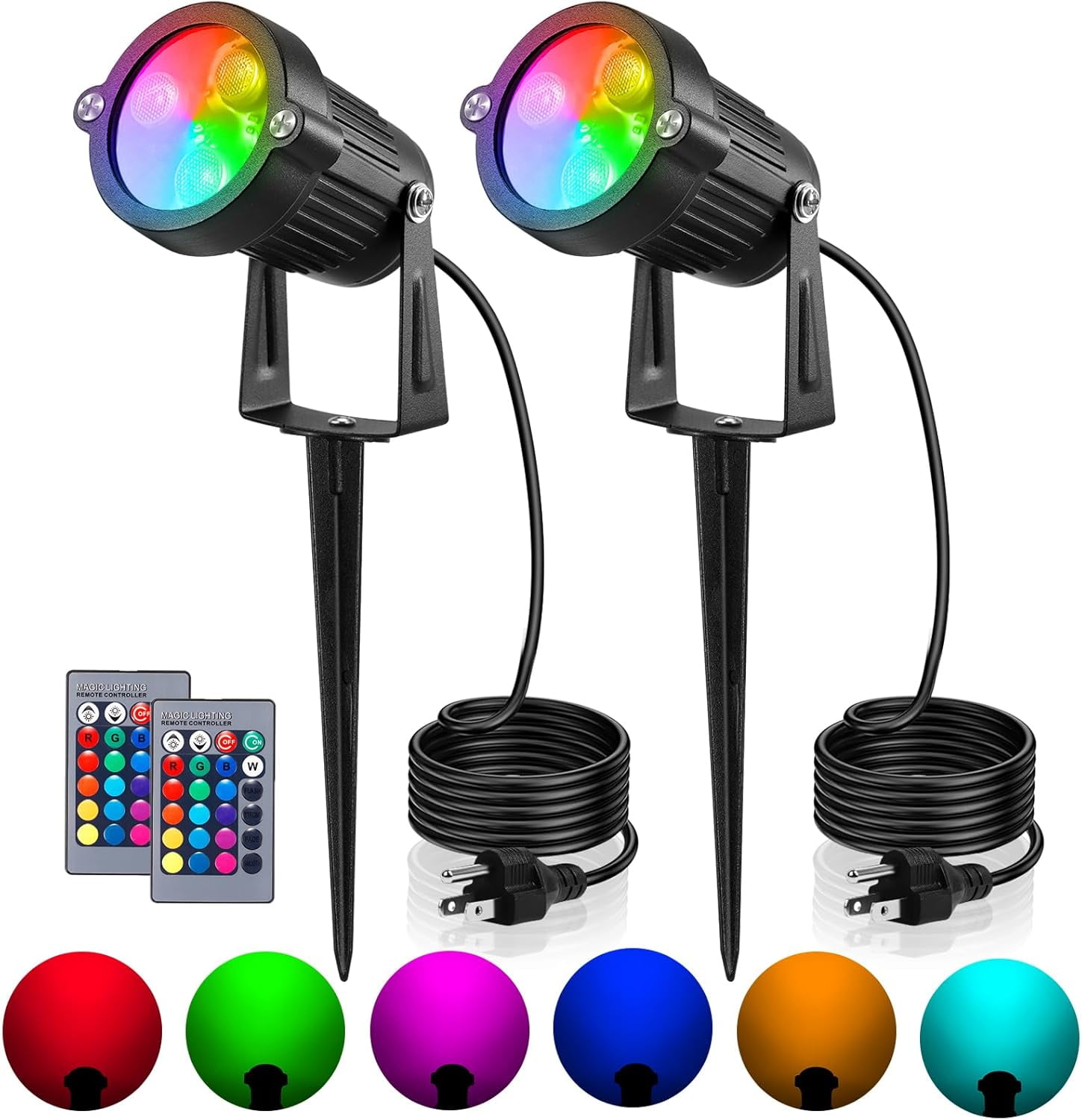 Lawn Flood Light Stake, 2-in-1 Waterproof Outdoor Remote controlle ...