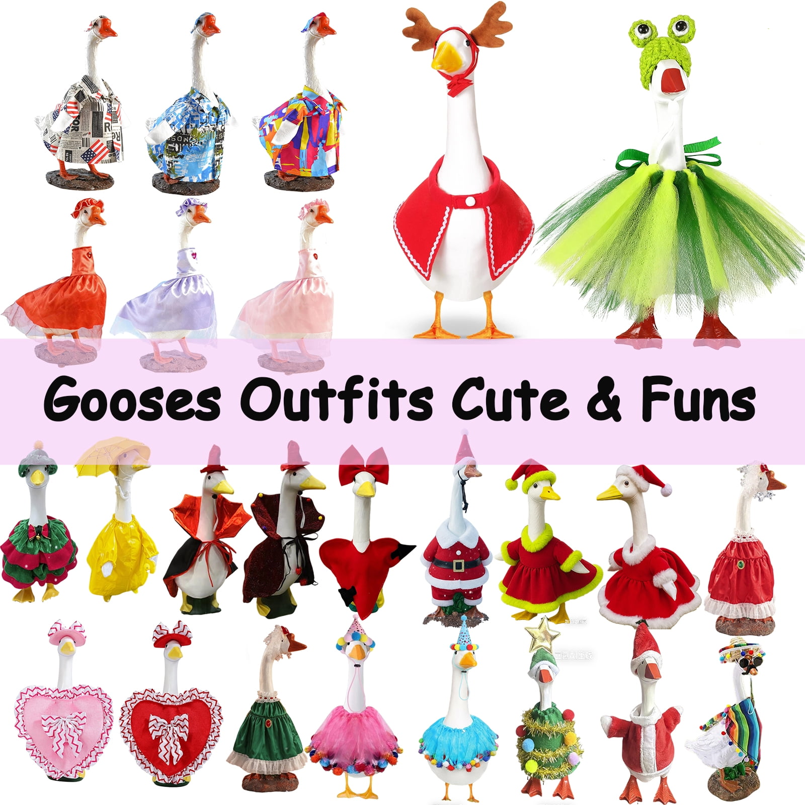 Lawn Goose Costume for Porch, White Goose Decorated Shirt, Outdoor ...