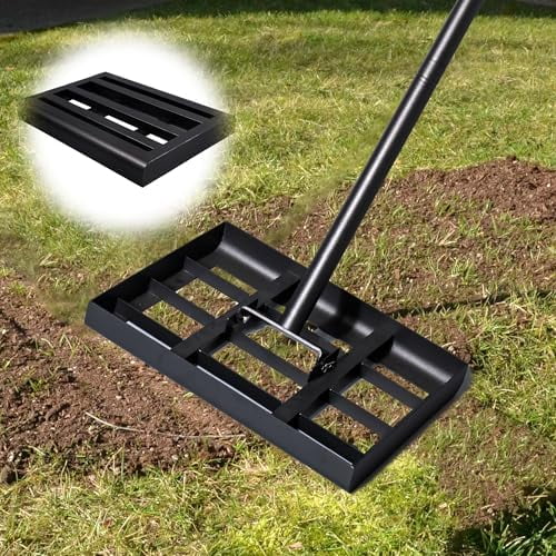 Lawn Leveling Rake 14"x10", Heavy Duty Stainless Steel Lawn Leveler, 75 ...