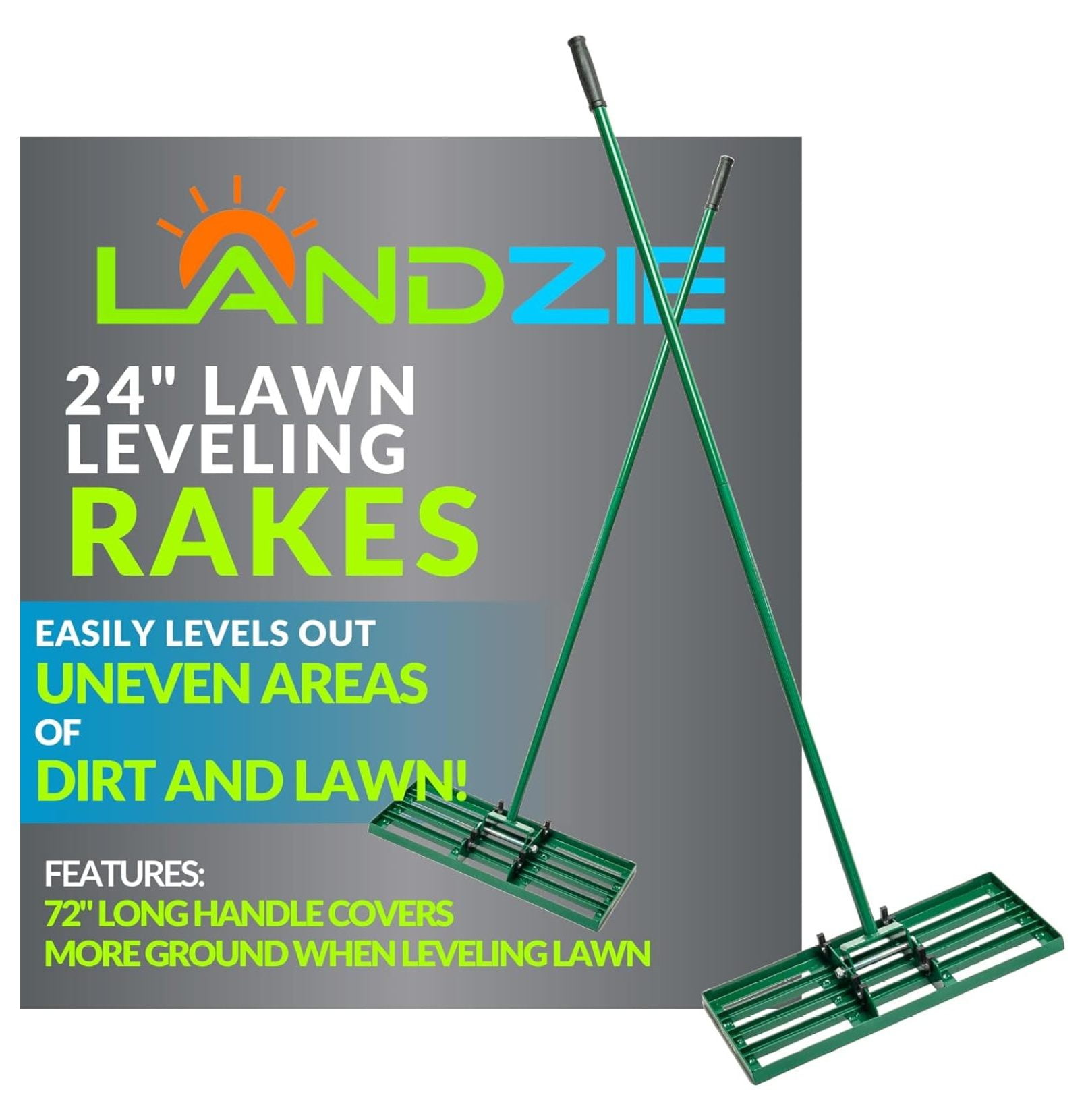 Lawn Leveling Rake 24 Inch Steel Handle Lawn Leveler Yard Leveling Rake ...