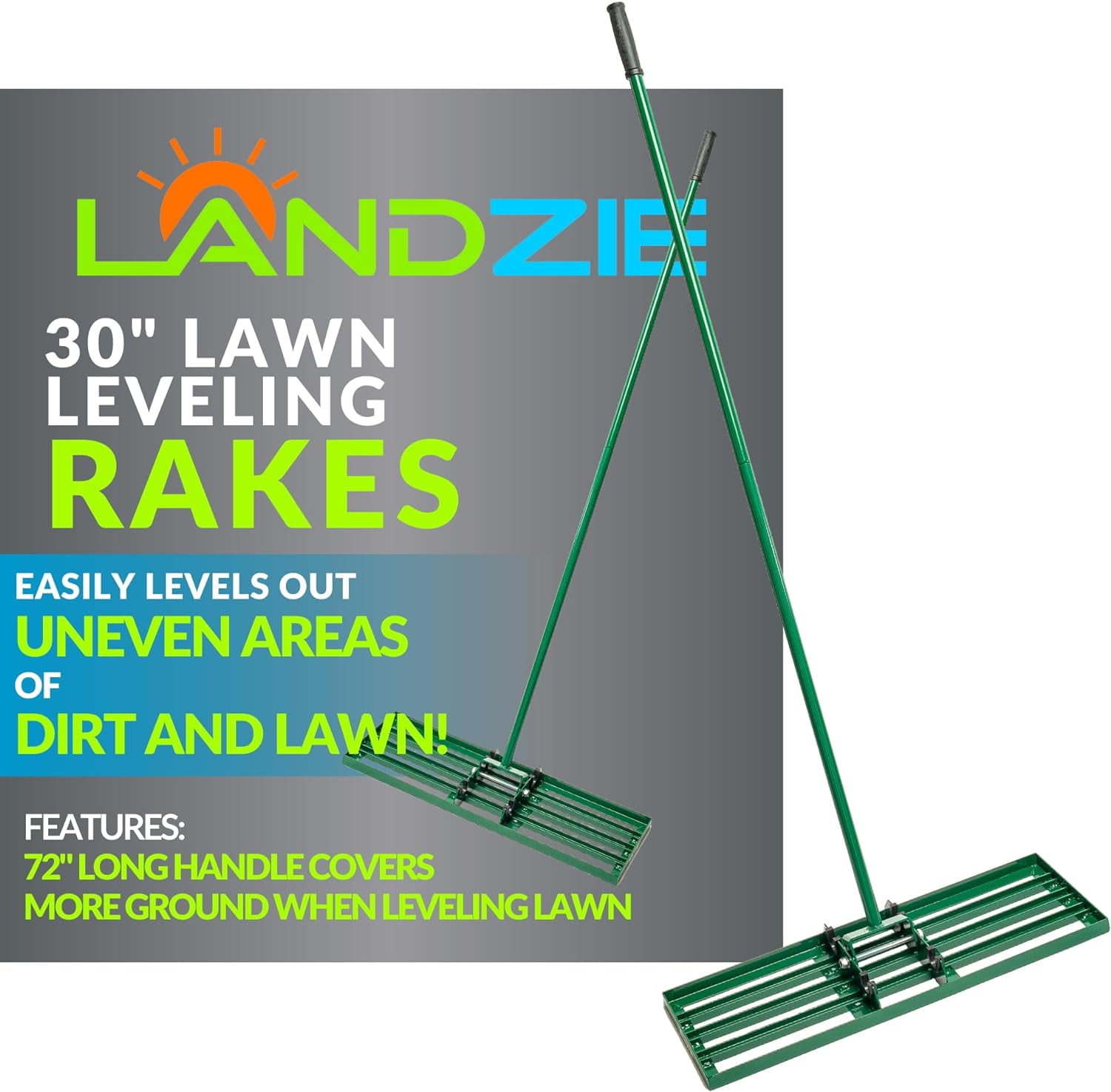 Lawn Leveling Rake 24 Inch Steel Handle Lawn Leveler Yard Leveling Rake ...