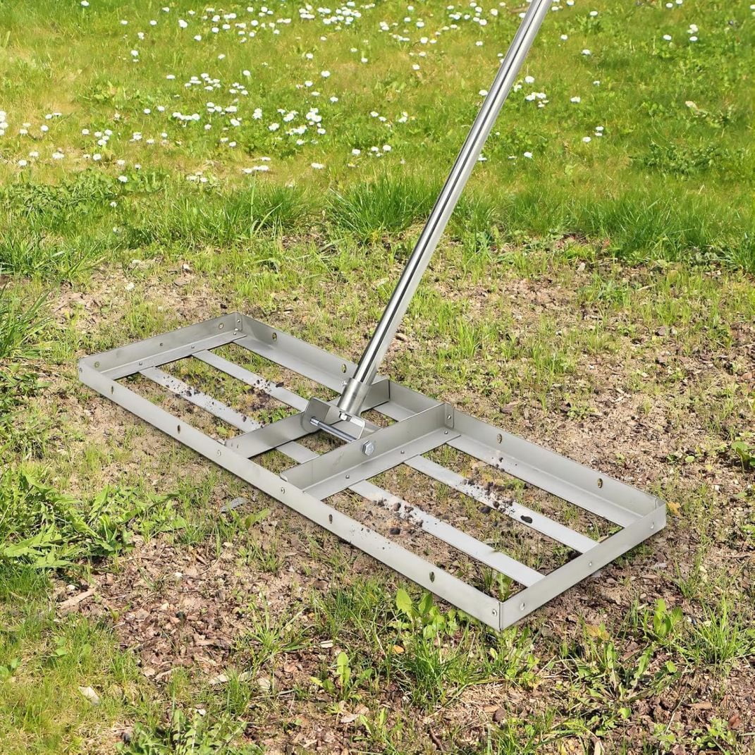 Lawn Leveling Rake 30"×10", 180° Flexible Rotation & 72'' Long Handle ...