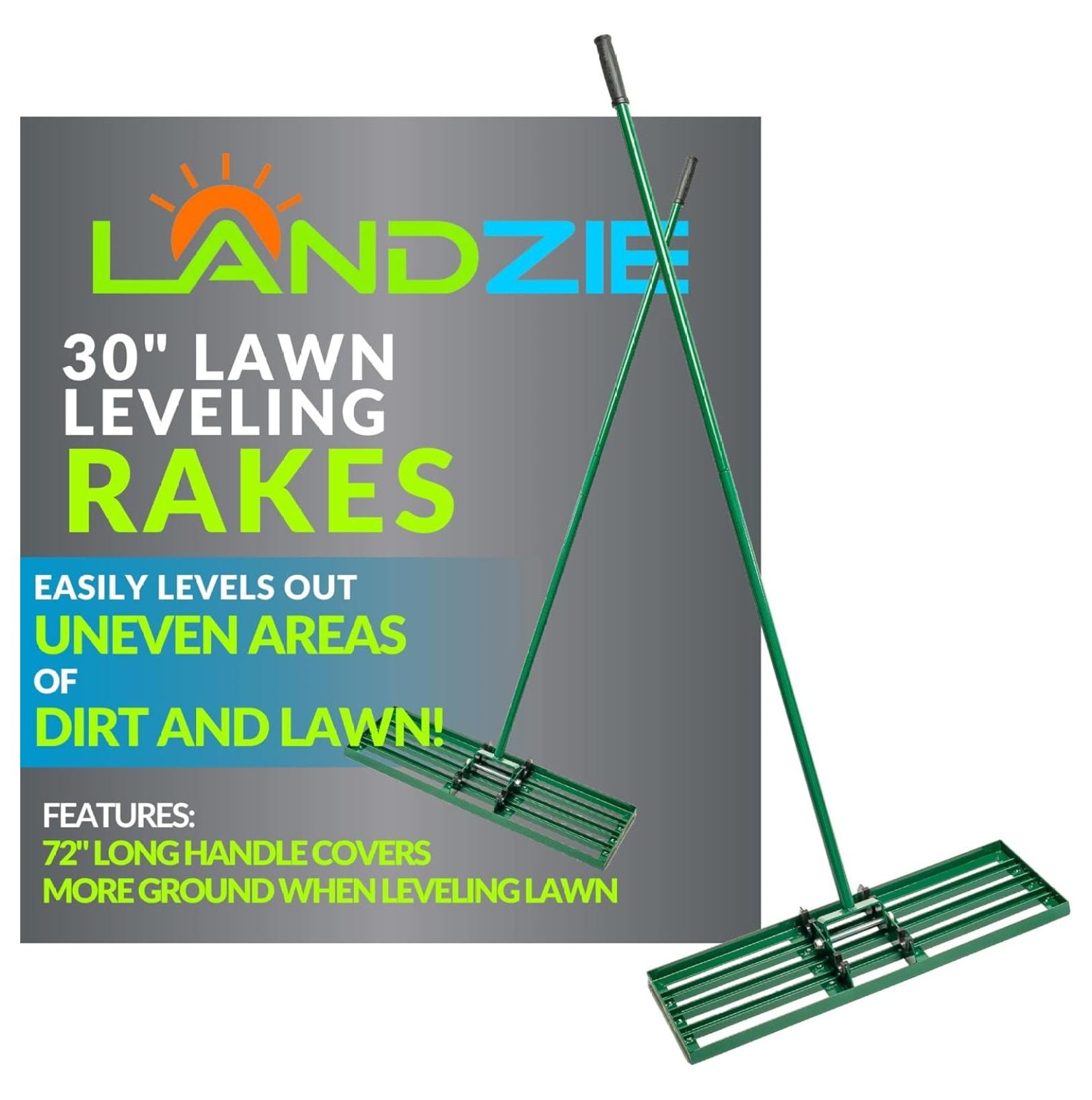 Lawn Leveling Rake 30 Inch Steel Handle Lawn Leveler Yard Leveling Rake ...