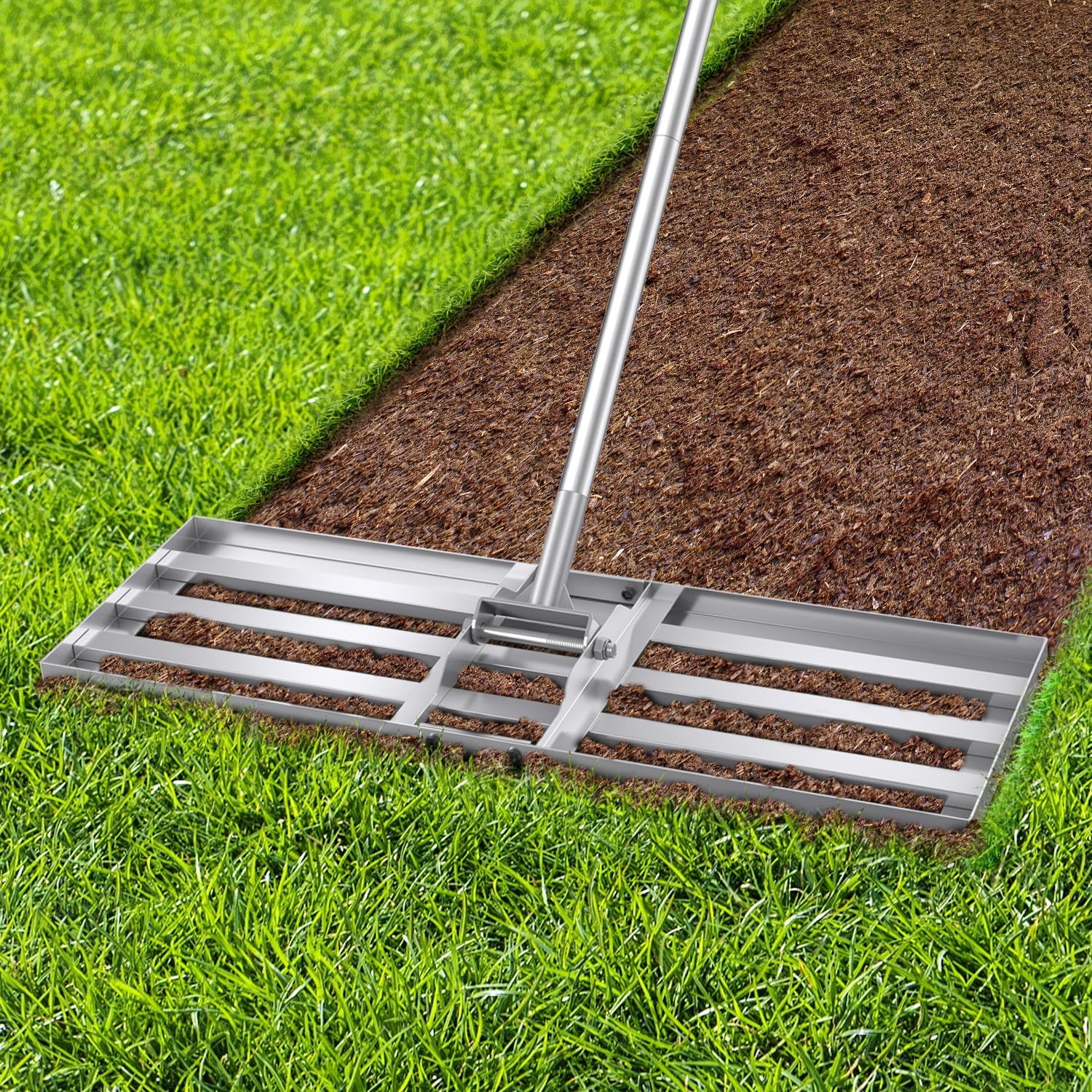 Lawn Leveling Rake, 30" x 10" Ground Plate with 6FT Adjustable Extra ...