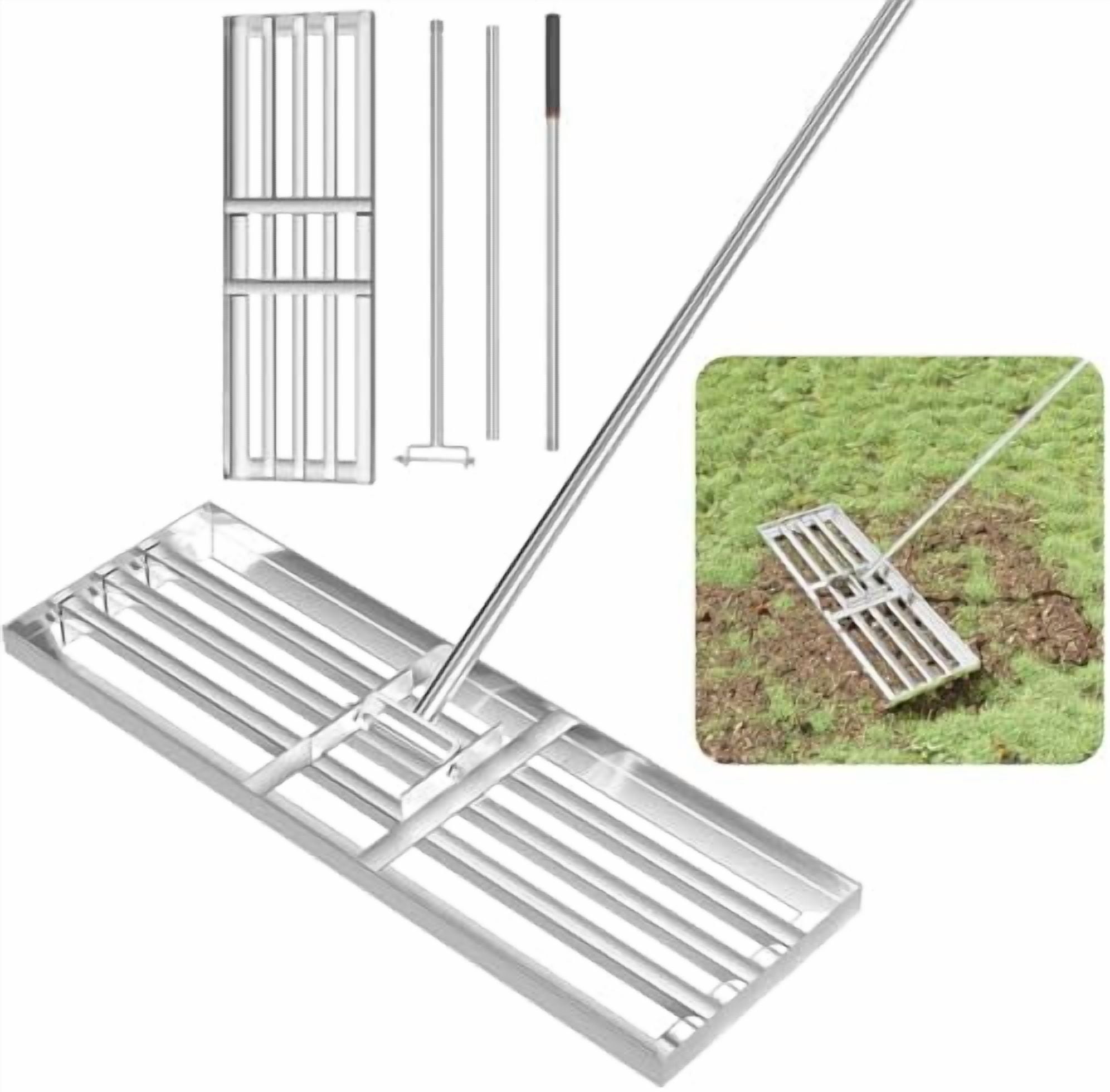 Lawn Leveling Rake 30'' x 10", Heavy-Duty Stainless Steel Lawn Leveling ...