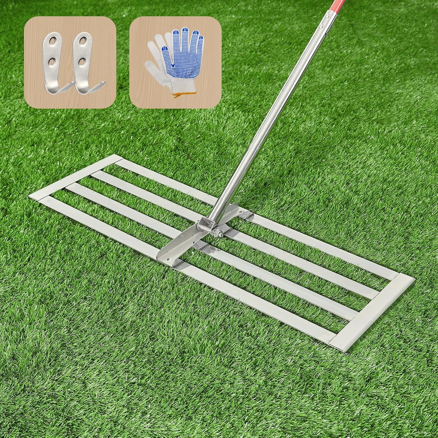 Lawn Leveling Rake 30"x10", Heavy Duty Stainless Steel Yard Leveling ...