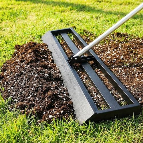 Lawn Leveling Rake, 30" x10", (Professional-Grade) Steel Handle Lawn ...