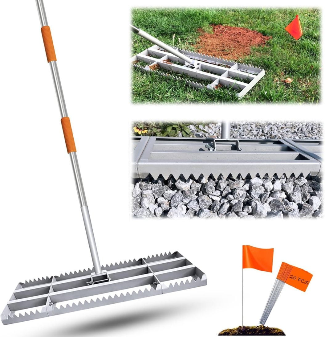 Lawn Leveling Rake, 30in / Double Side can Switch, with 20pc Marking ...