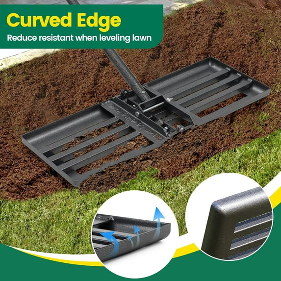 Lawn Leveling Rake, 30x10 Heavy Duty Leveler Tool for Yard, 5FT Garden ...