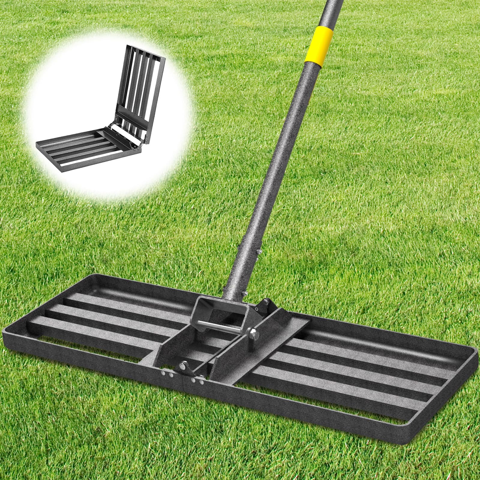 Lawn Leveling Rake 30x10 inch, 6.2FT Lawn Leveler Tool Stainless Steel ...