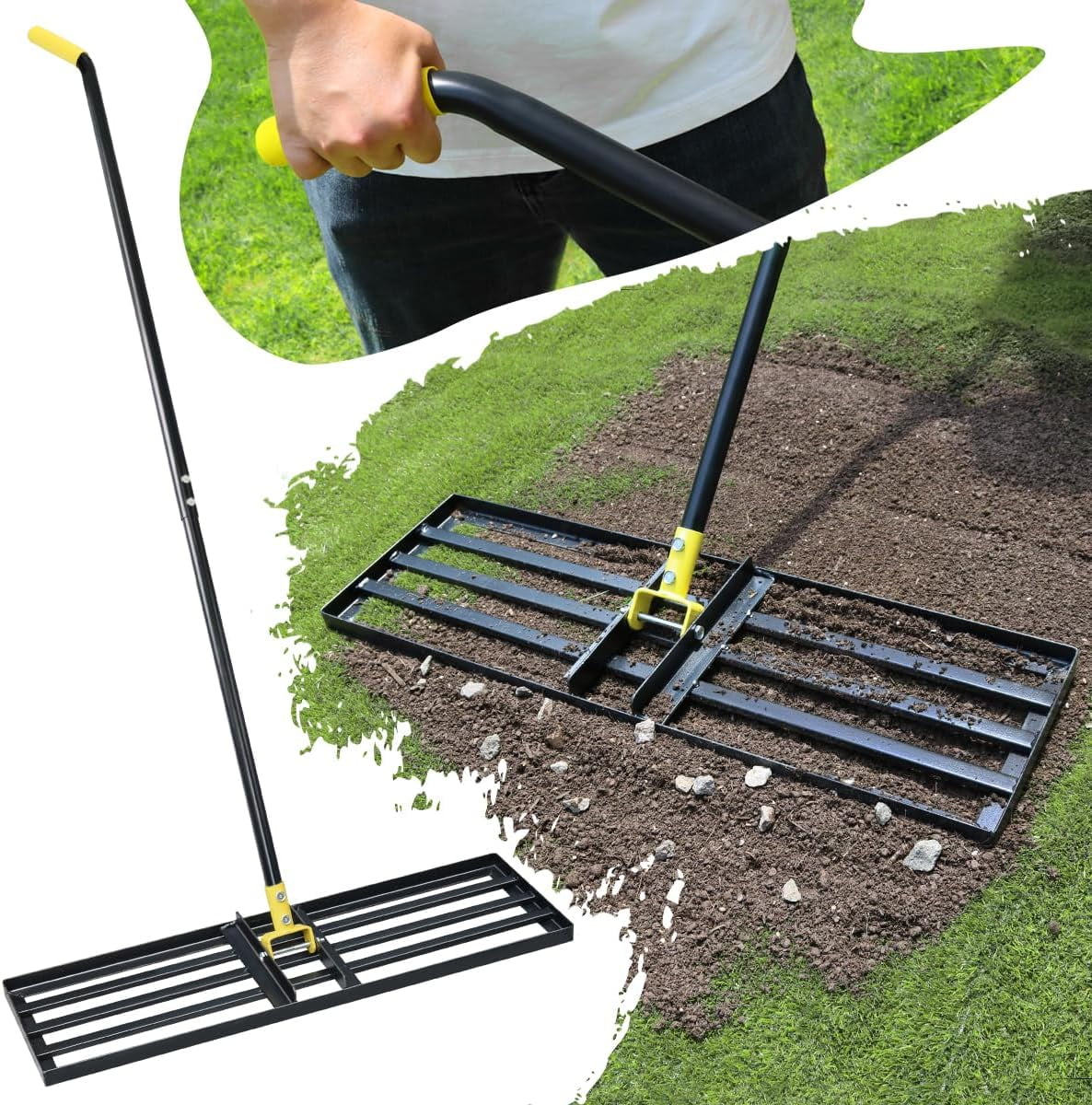 Lawn Leveling Rake 31'', Hefty Lawn Leveler Rake for Grass Soil ...