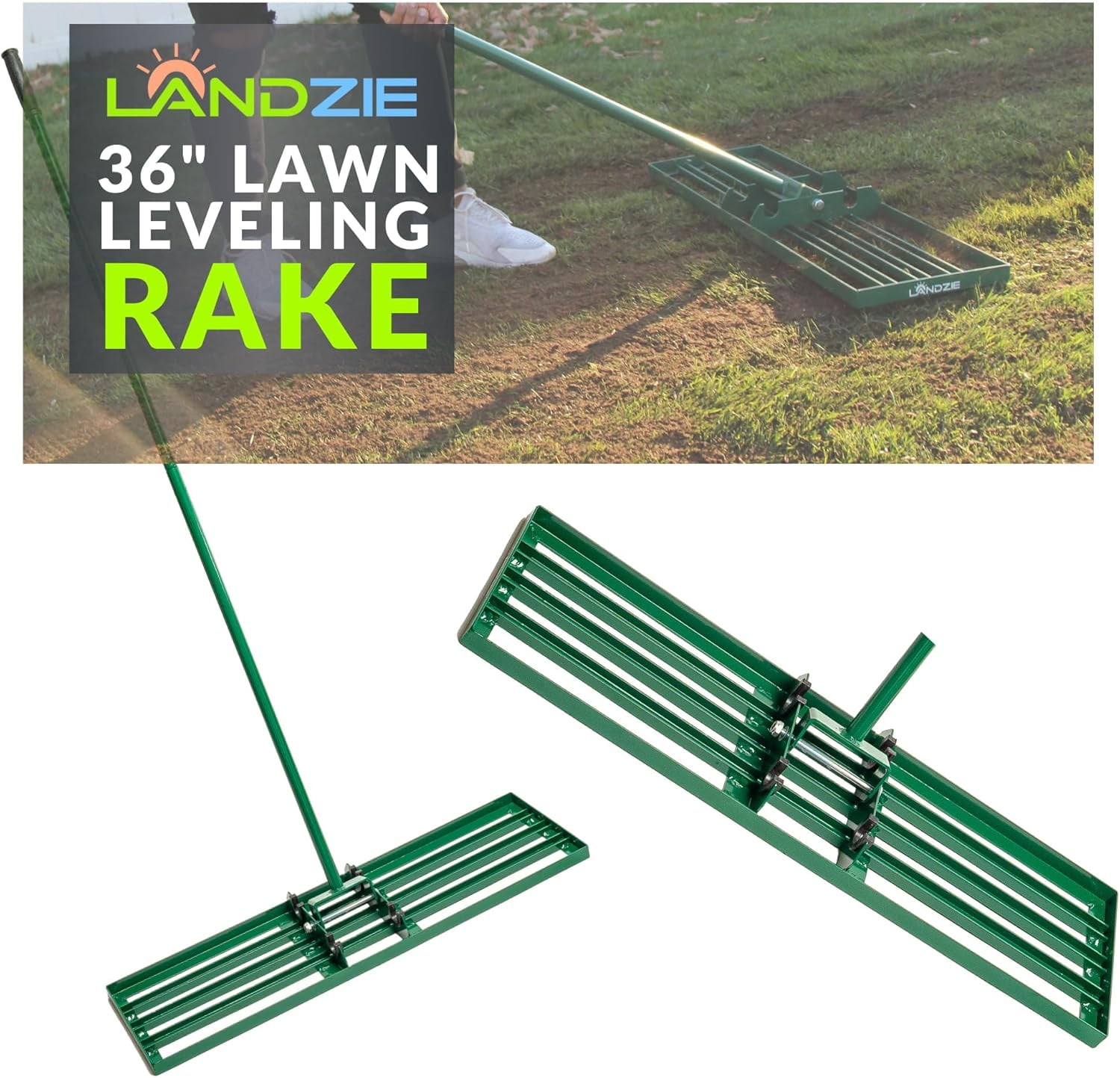 Lawn Leveling Rake - 36 Inch Steel Handle Lawn Leveler Yard Leveling ...