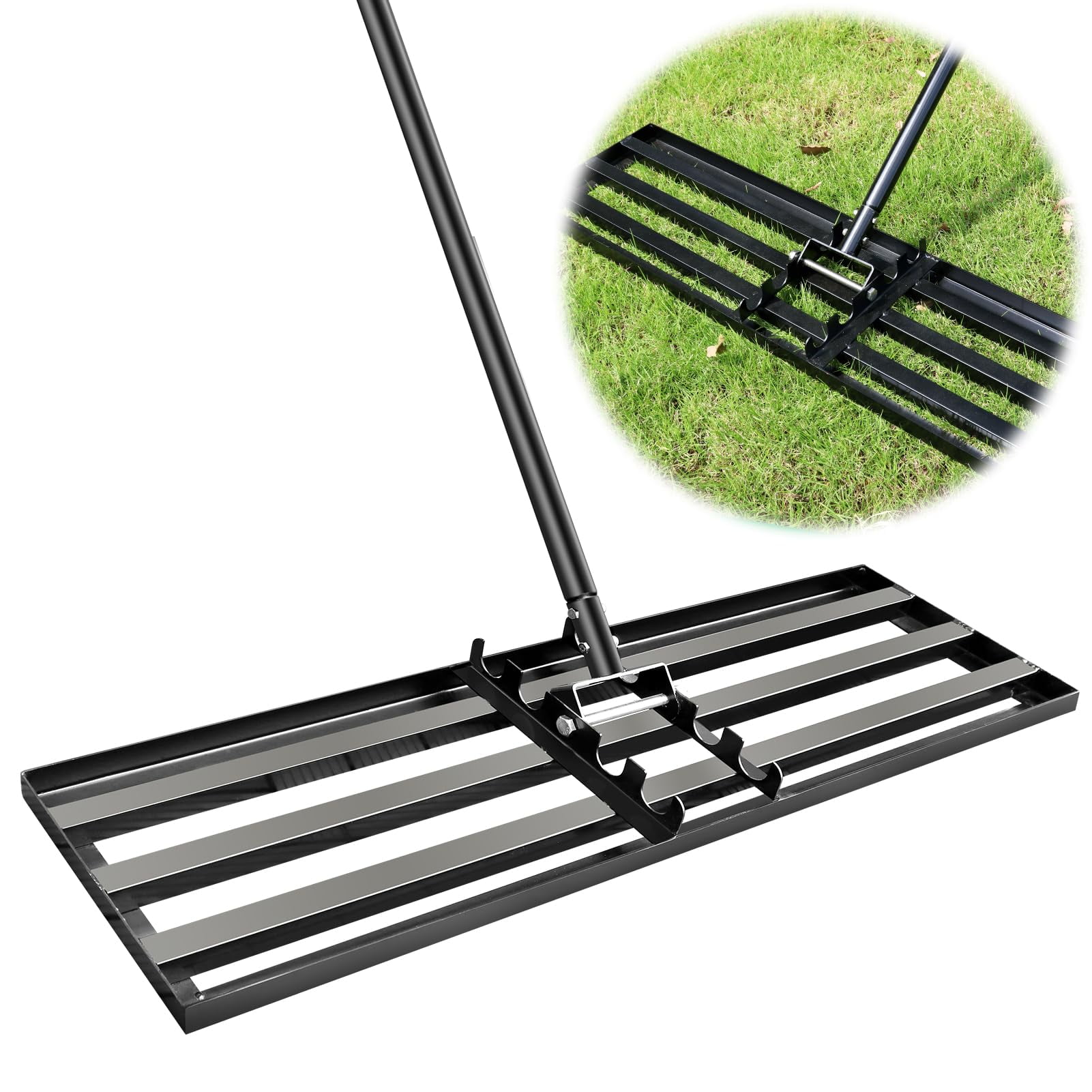 Lawn Leveling Rake, 6.5 FT 36"X10" Long Handle Level Lawn Rake, Black ...