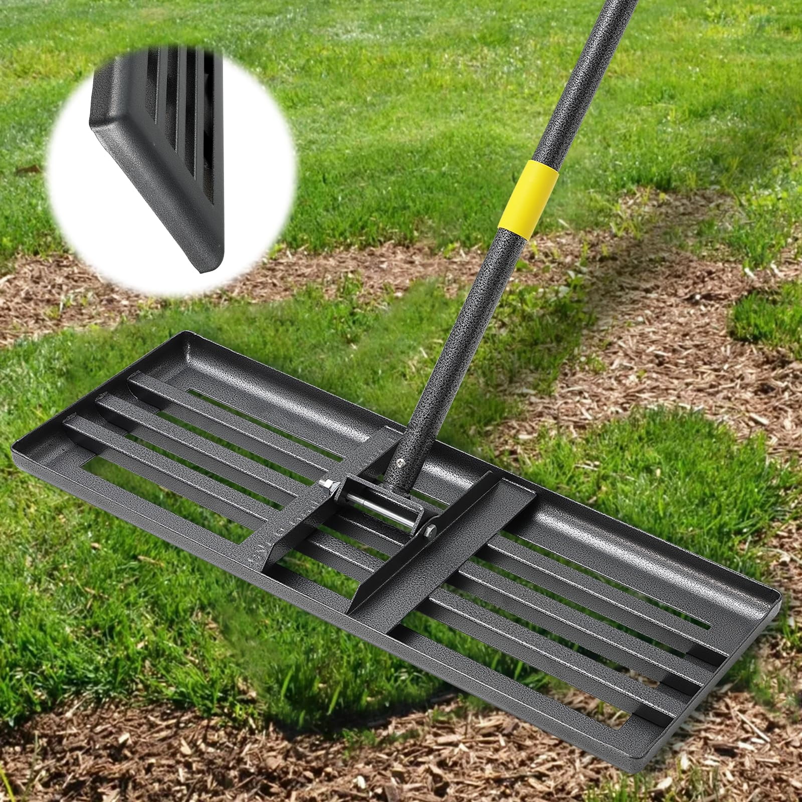 Lawn Leveling Rake, 6FT 26"x10" Leveling Rake with Smooth Rounded Edge ...