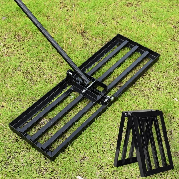 Lawn Leveling Rake – Black Steel Lawn Leveler, 30"x10" Ground Plate, 78 ...
