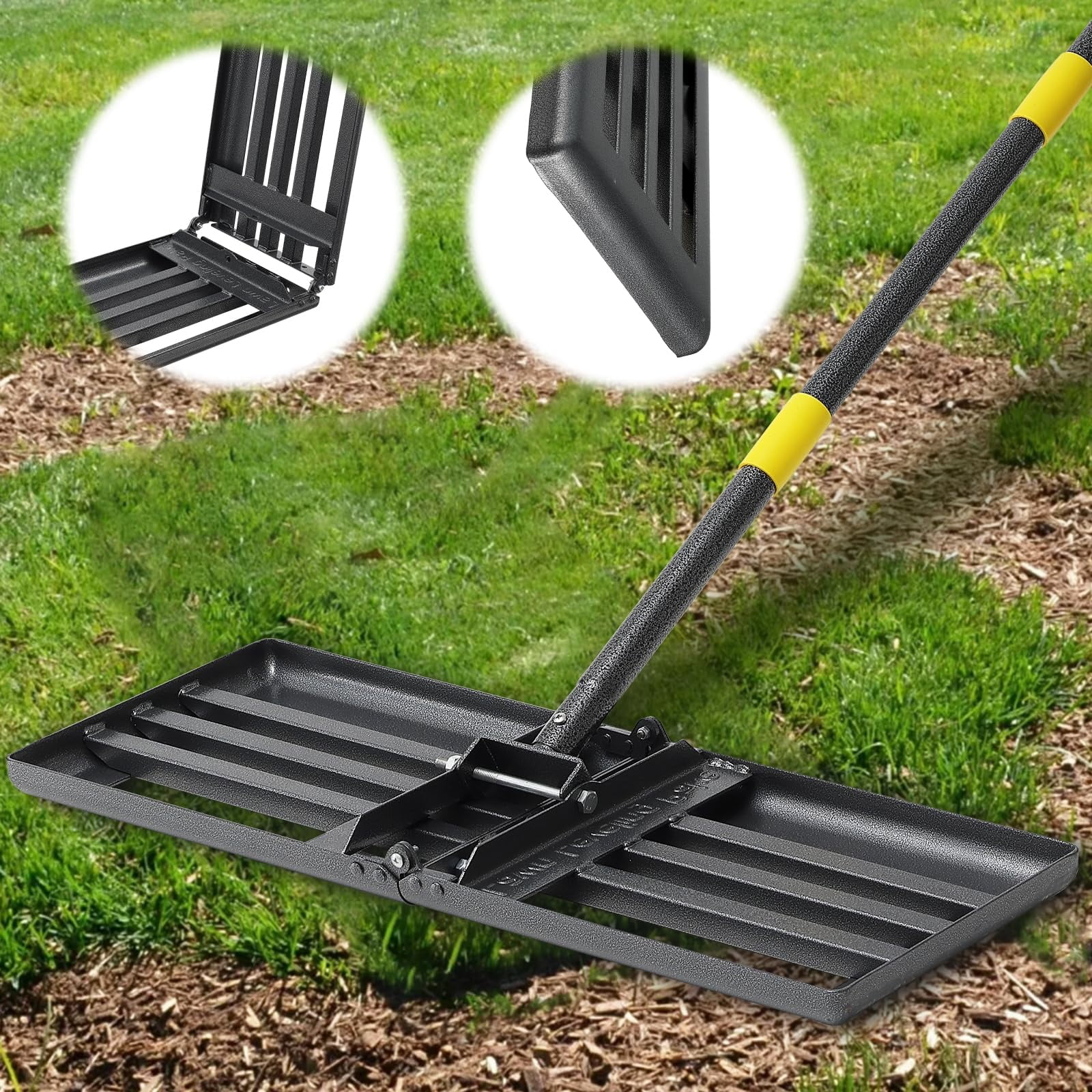Lawn Leveling Rake, Foldable 30"x10" Level Lawn Tool Edge, 7FT Heavy ...