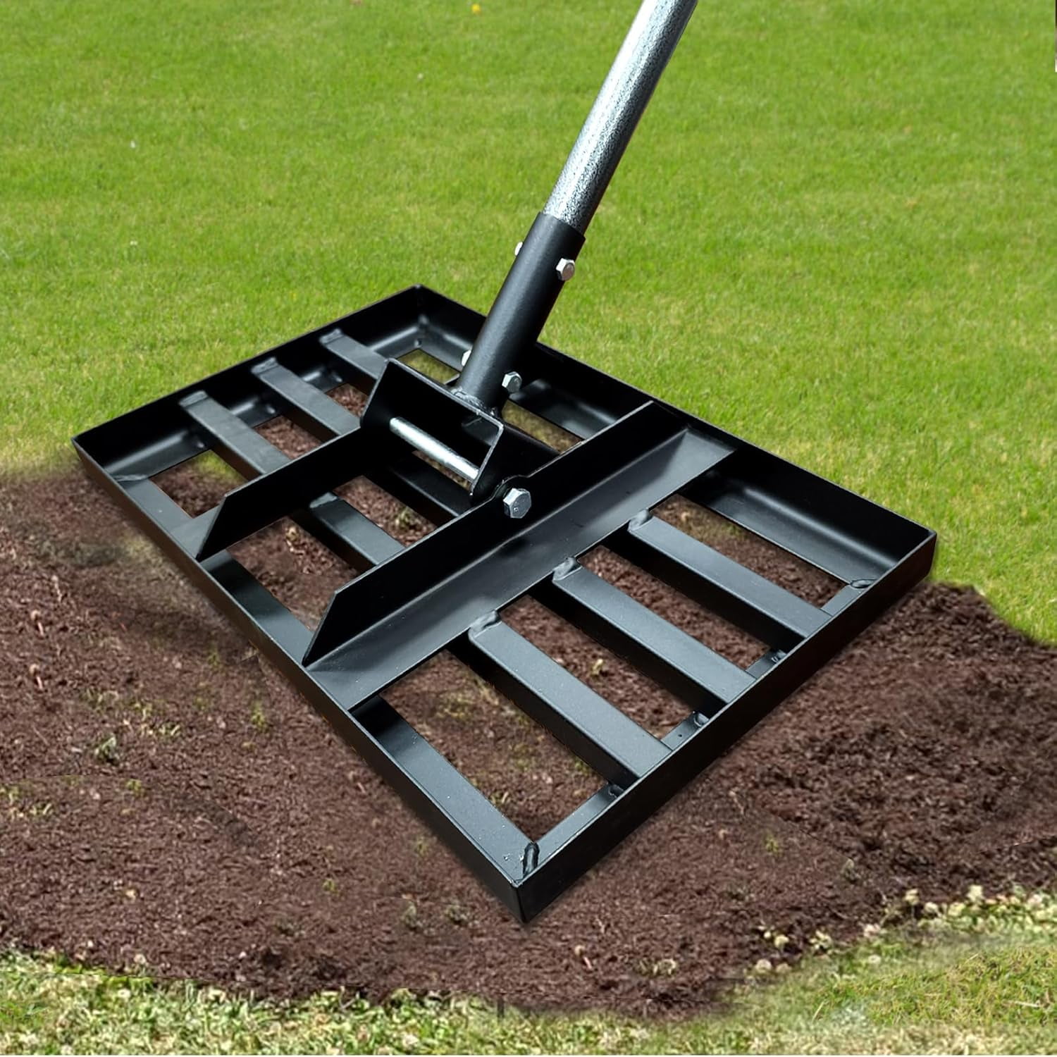 Lawn Leveling Rake - Heavy Duty 17"x10" Metal Leveler Plate, 6.2FT ...