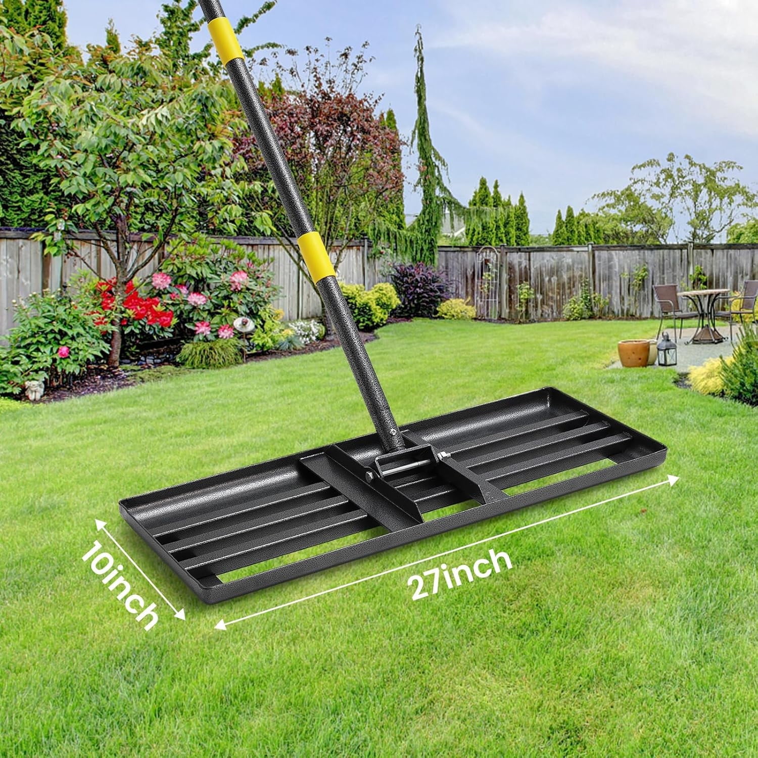 Unbranded 27"x10" Ground Leveler Garden Rake with Adjustable Handle ...