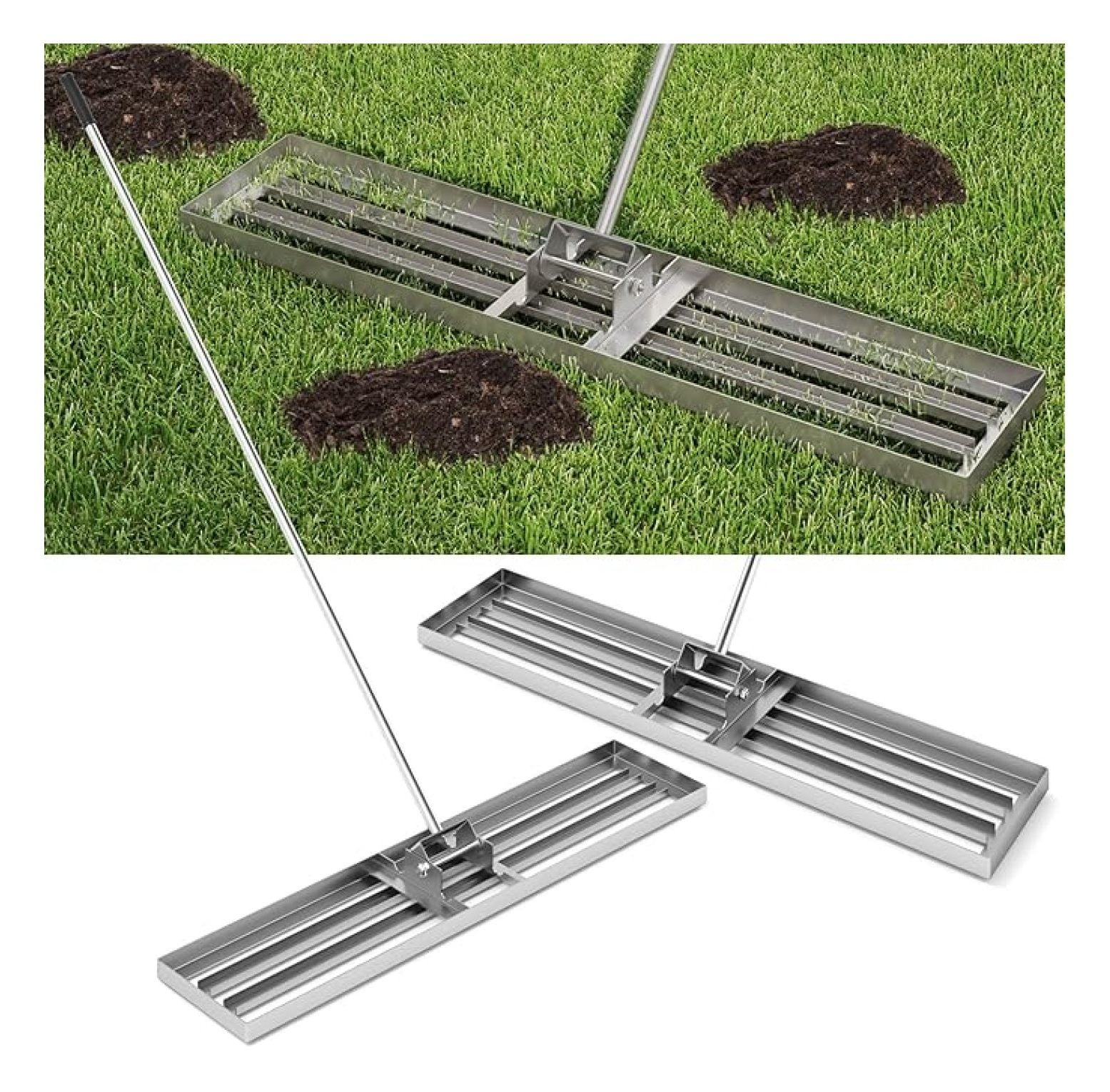 Lawn Leveling Rake, Heavy Duty Lawn Level Tool for Soil w/67” Handle ...