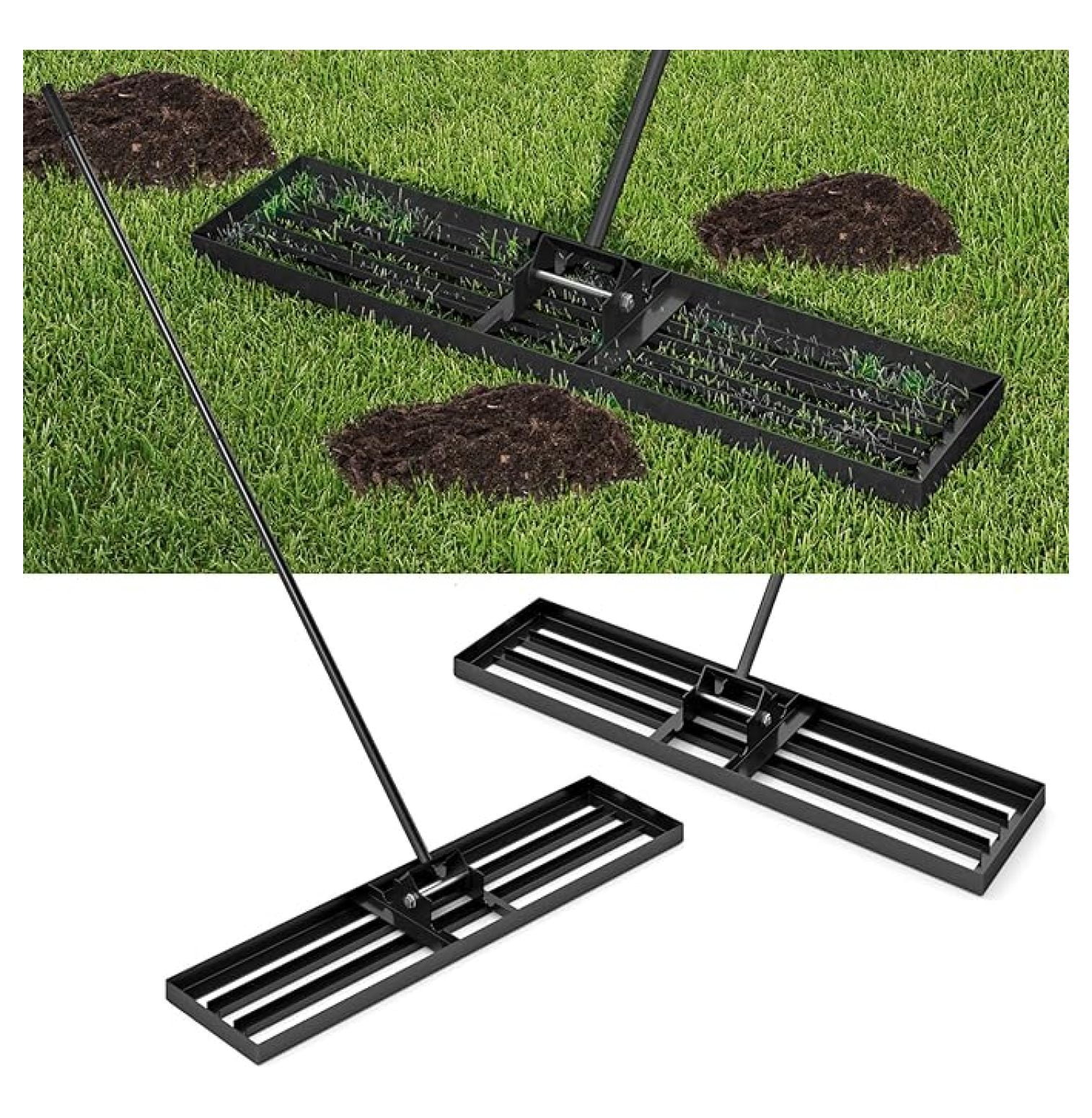 Lawn Leveling Rake, Heavy Duty Lawn Level Tool for Soil w/67” Handle ...