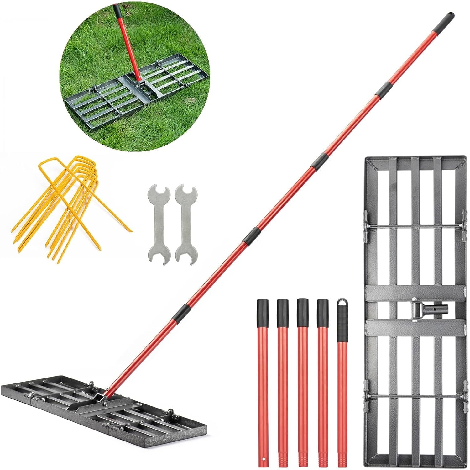 Lawn Leveling Rake - Lawn Leveler with 78" Adjustable Steel Handle, 30 ...