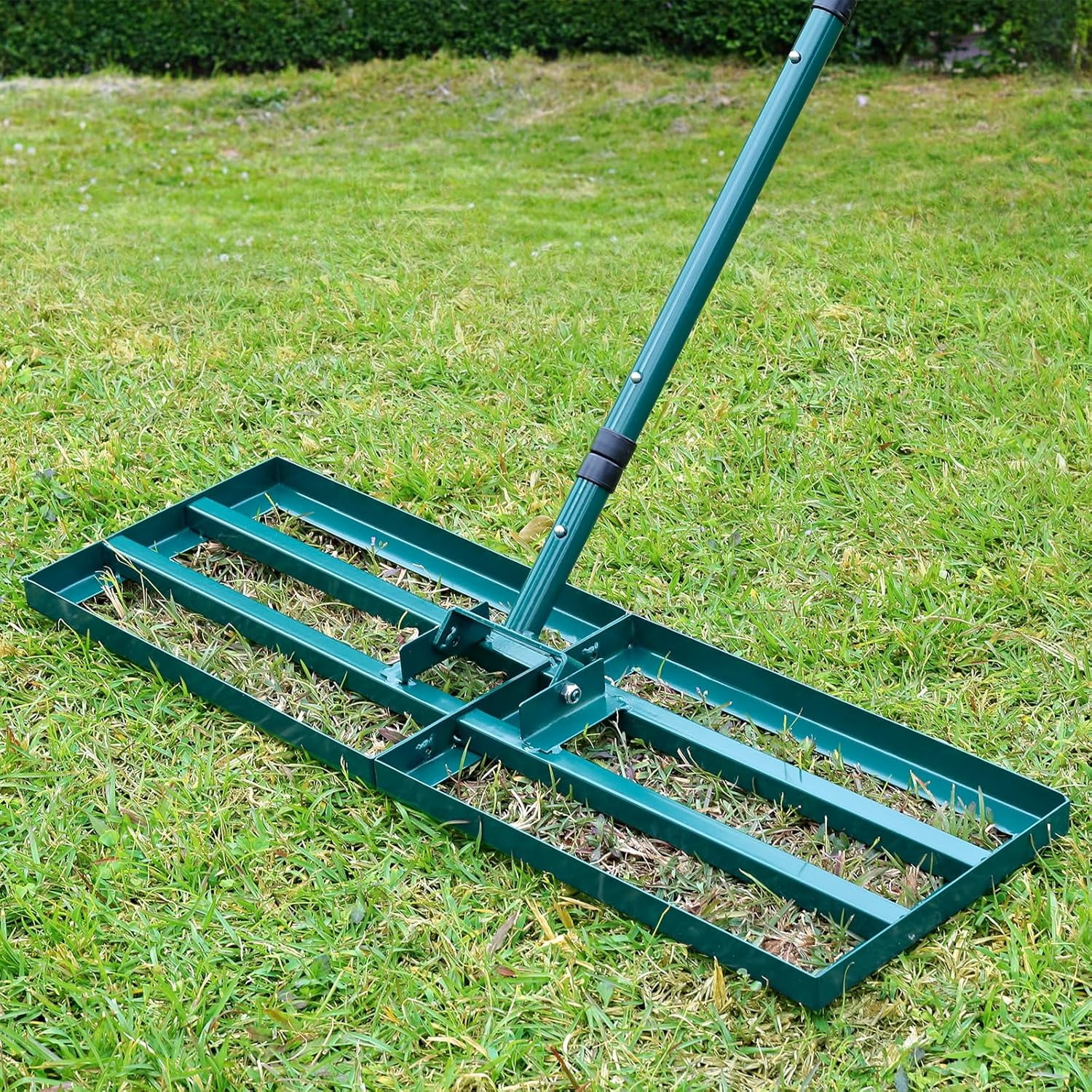 Lawn Leveling Rake,Stainless Steel Lawn Leveler with 30”x10” Ground Plate, 78” Adjustable Long ...