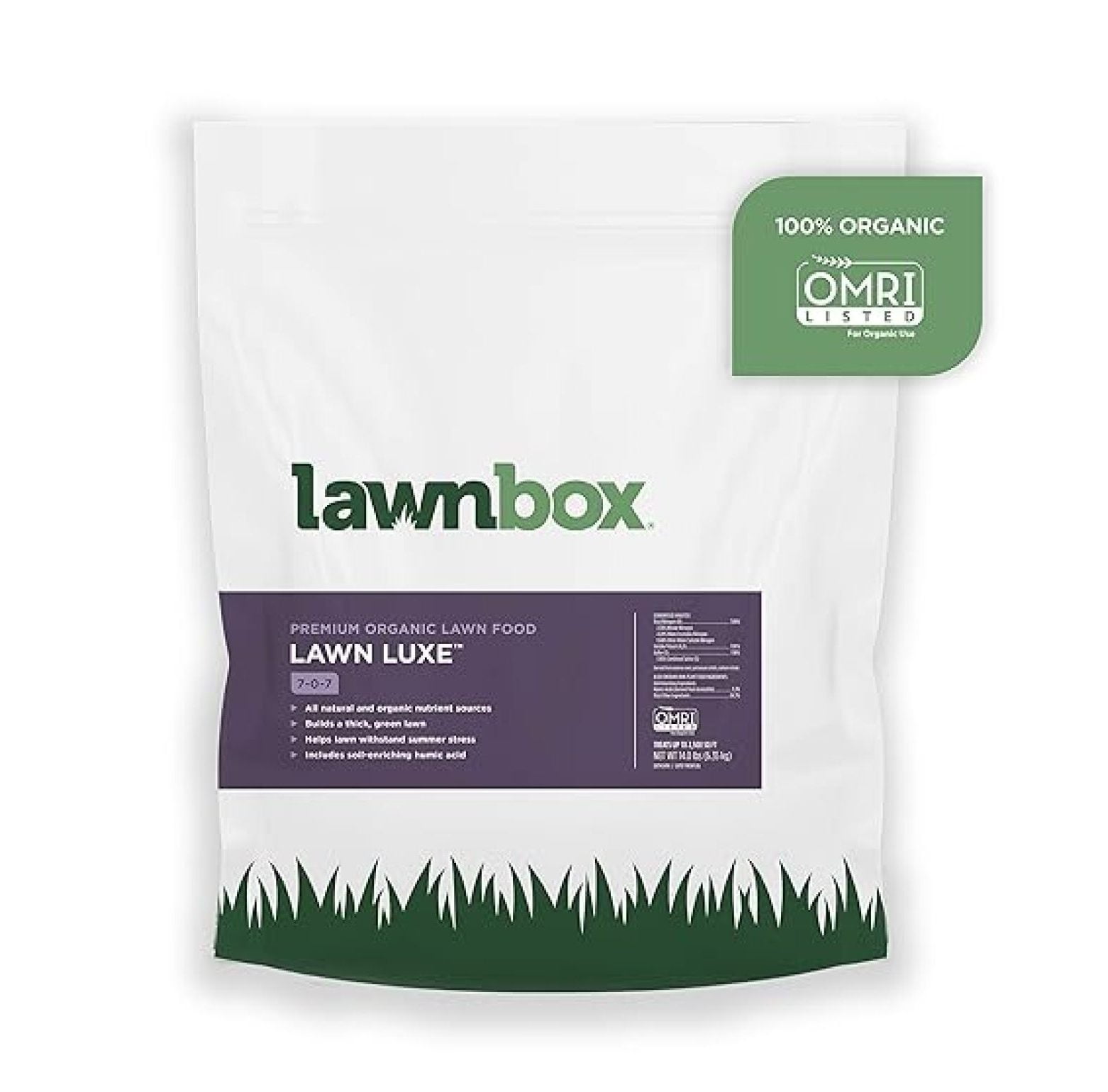 Lawn Luxe 7-0-7 Organic Summer Lawn Fertilizer - 14 lb Bag, 2,500 sq ft ...