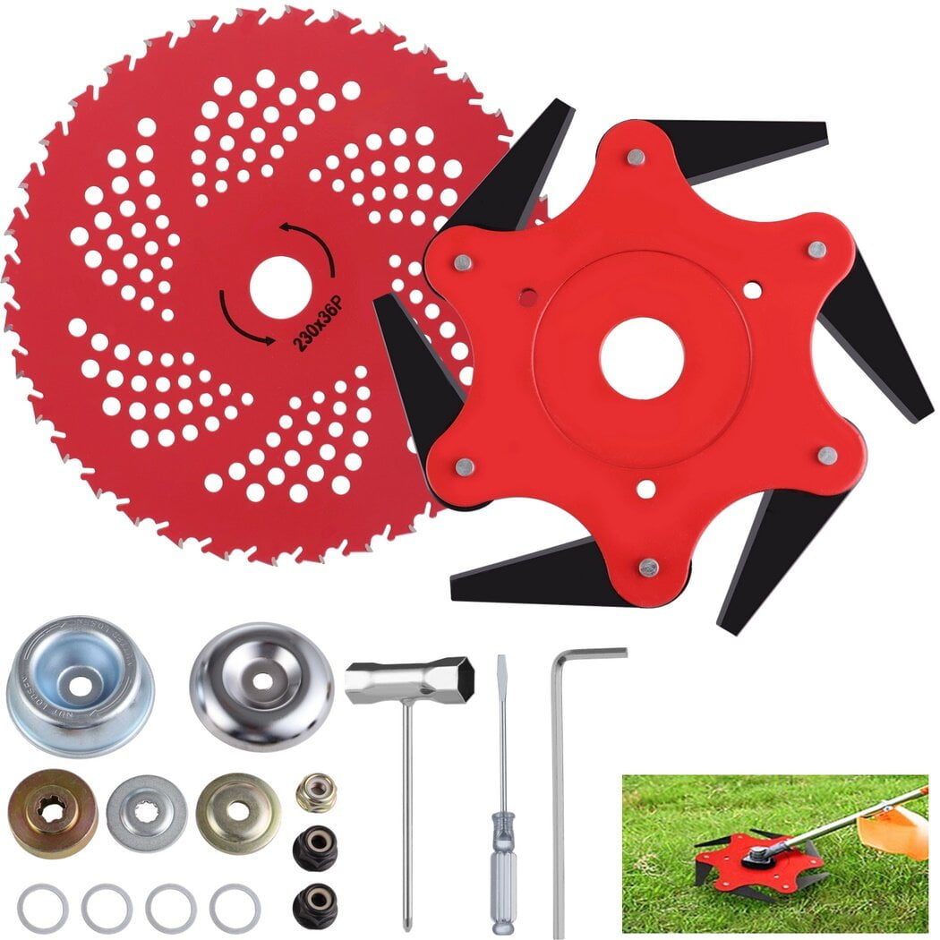 Lawn Mower Six-Blade Grass Trimmer Head with 6 Alloy Saw Blades& 9" x ...