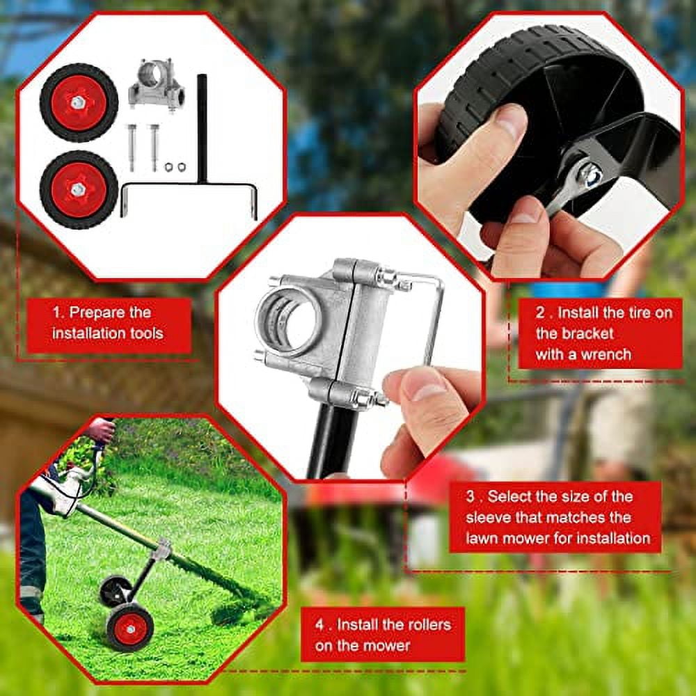 Lawn Mower Support Wheel Adjustable Weed Trimmer Auxiliary Wheels 26mm ...