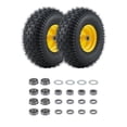 Lawn Mower Tire & Wheel Set – 2 Pack Durable Rubber Tires with Yellow ...