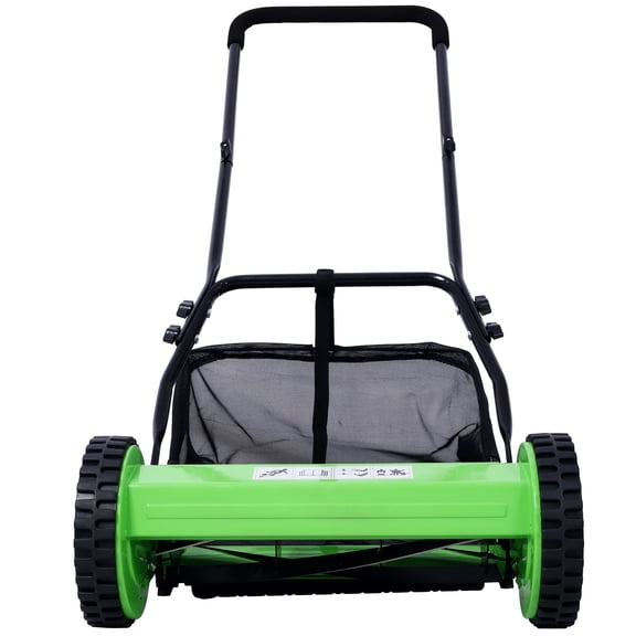 14-Inch Push Reel Lawn Mower, 5-Blade with Grass Catcher, Adjustable ...