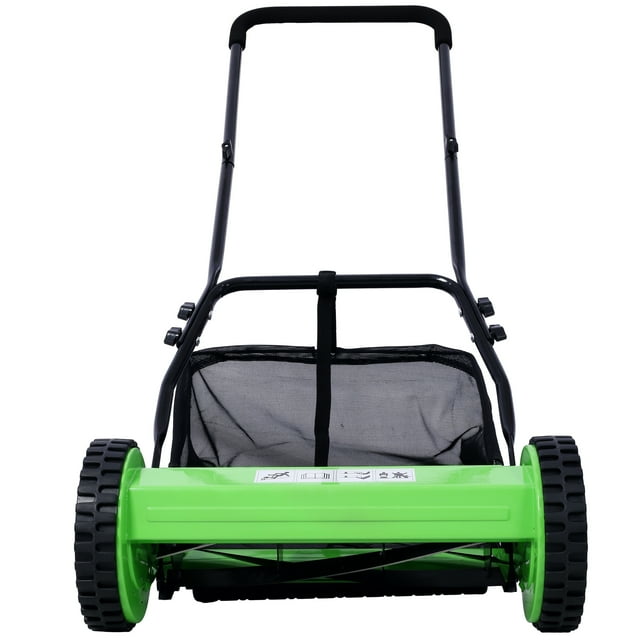 Lawn Mower, iRerts 16 Inch 5 Blade Push Reel Lawn Mower with Grass ...