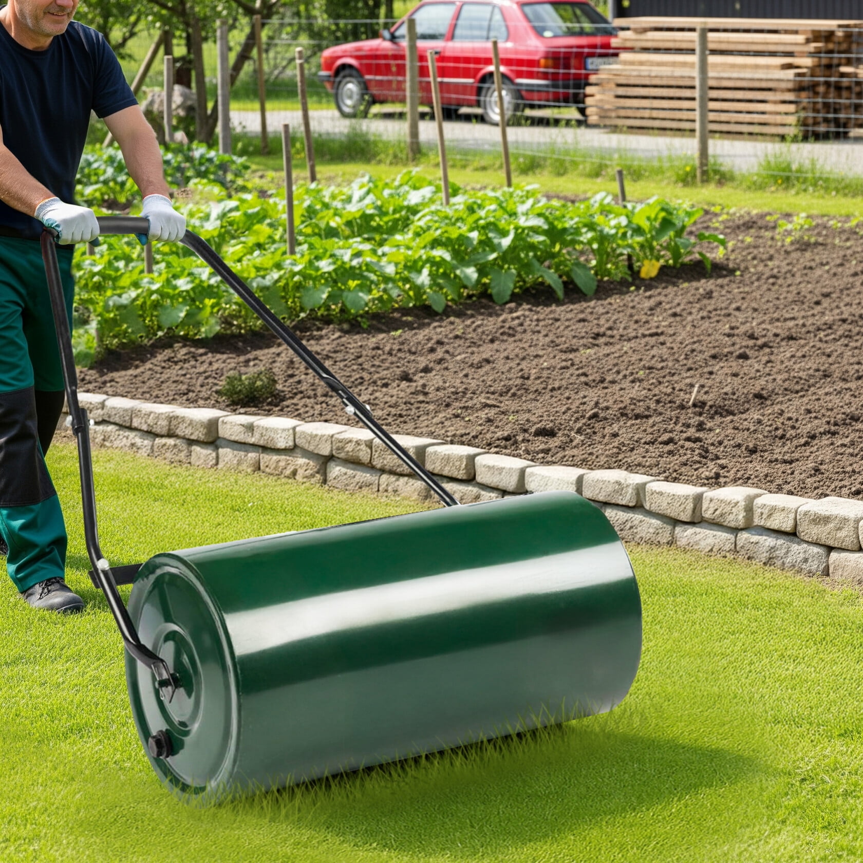 Lawn Roller, Push/Pull/Tow Behind Water/Sand Filled Steel Sod Drum ...