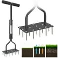 ZRSDIXKI Manual Lawn Spike Aerator with 15 Iron Spikes, Garden Grass ...