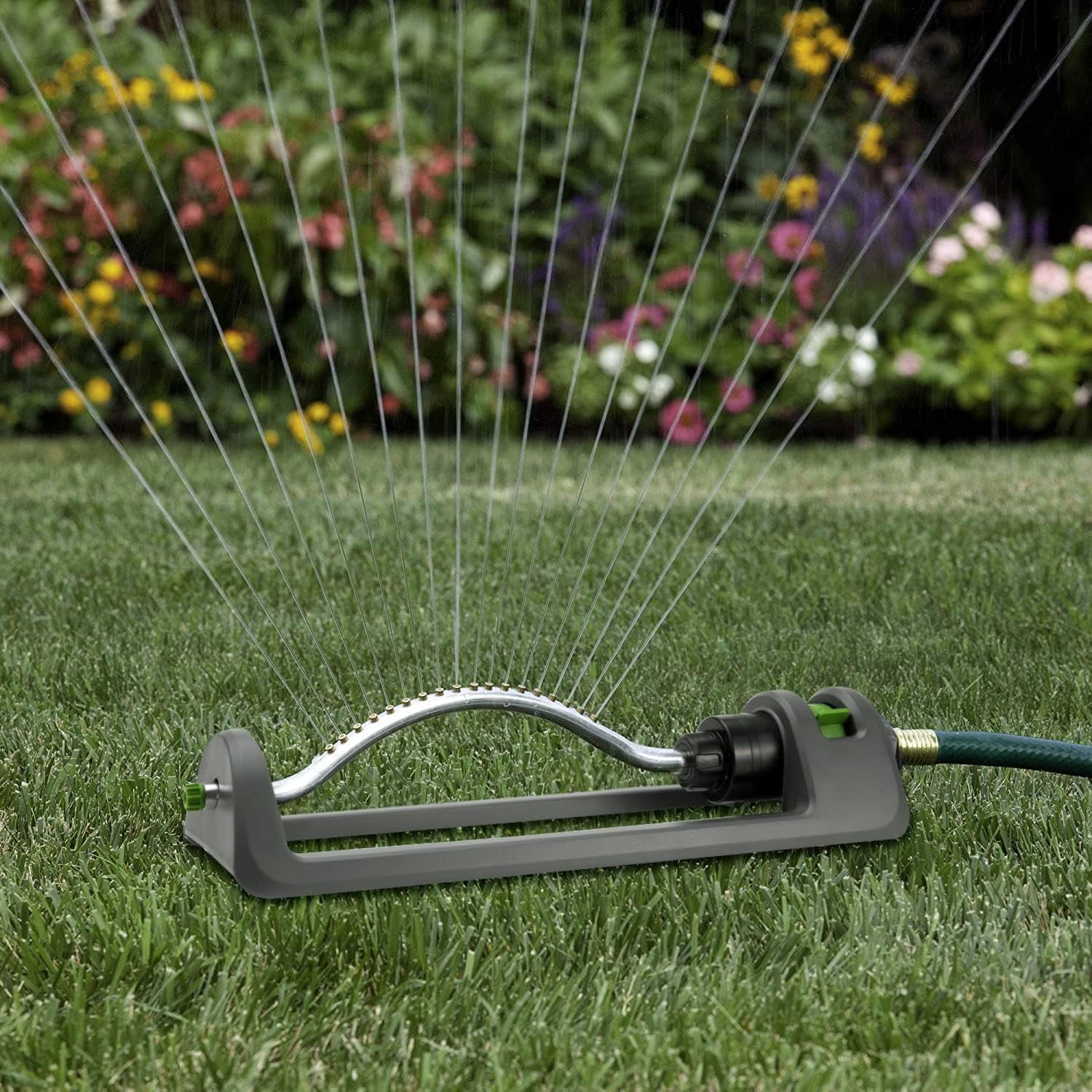 Lawn Sprinkler, Oscillating Sprinkler with 18 Hole Brass Nozzles, Water ...