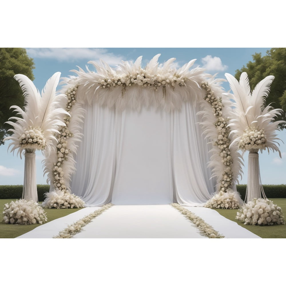 Lawn Wedding Ceremony Backgrounds For Photography Outdoor Feather Party ...