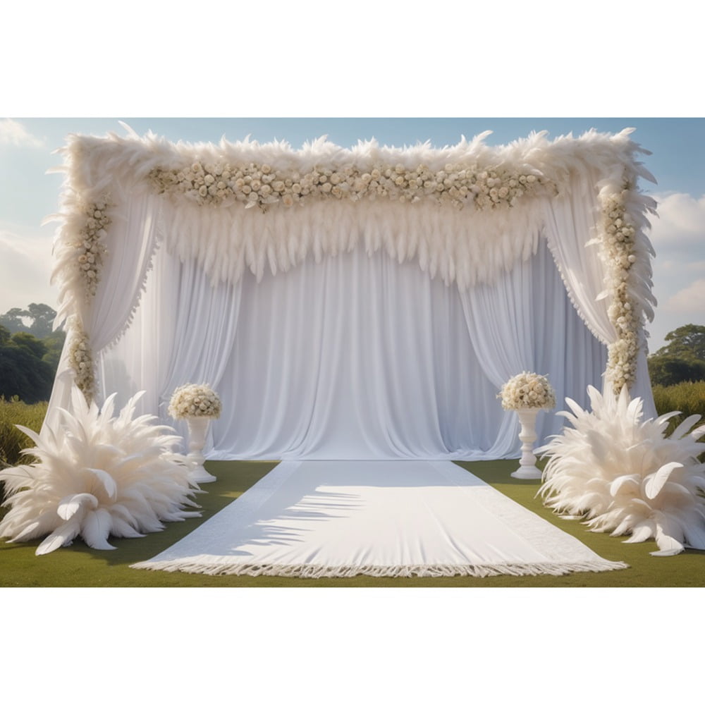 Lawn Wedding Ceremony Backgrounds For Photography Outdoor Feather Party ...