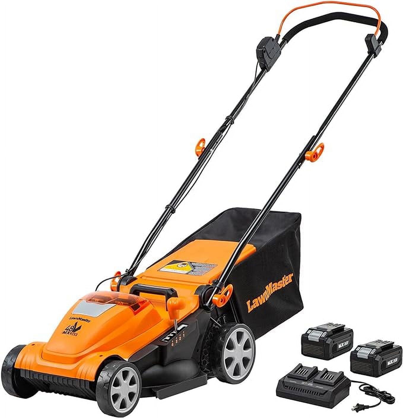 LawnMaster 15-inch Brushless Cordless Mower with 2X24V MAX 4.0Ah ...