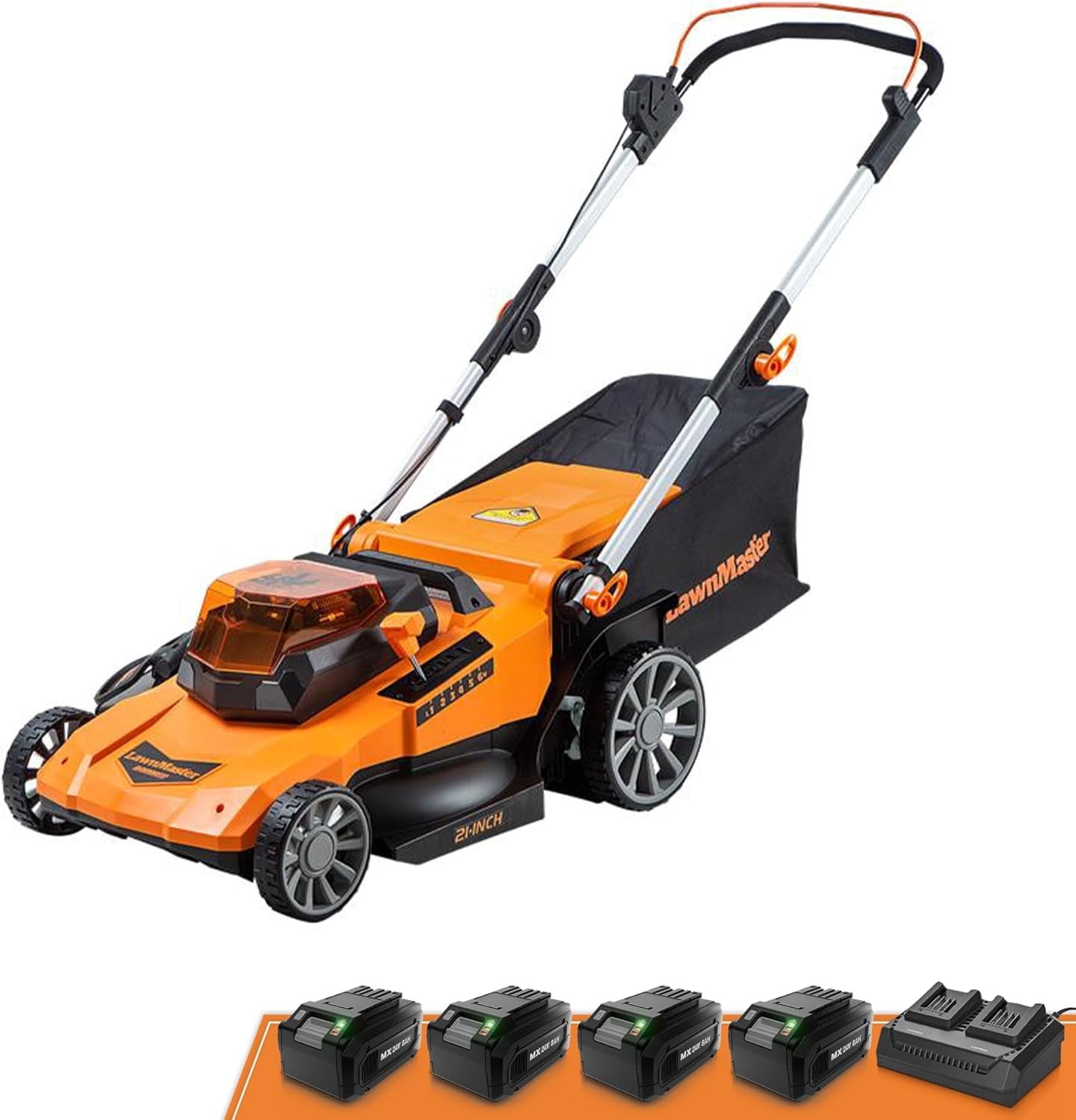 LawnMaster CLMF4821A Cordless Lawn Mower 48V MAX 21 Inch 3-in-1 Up to 1 ...