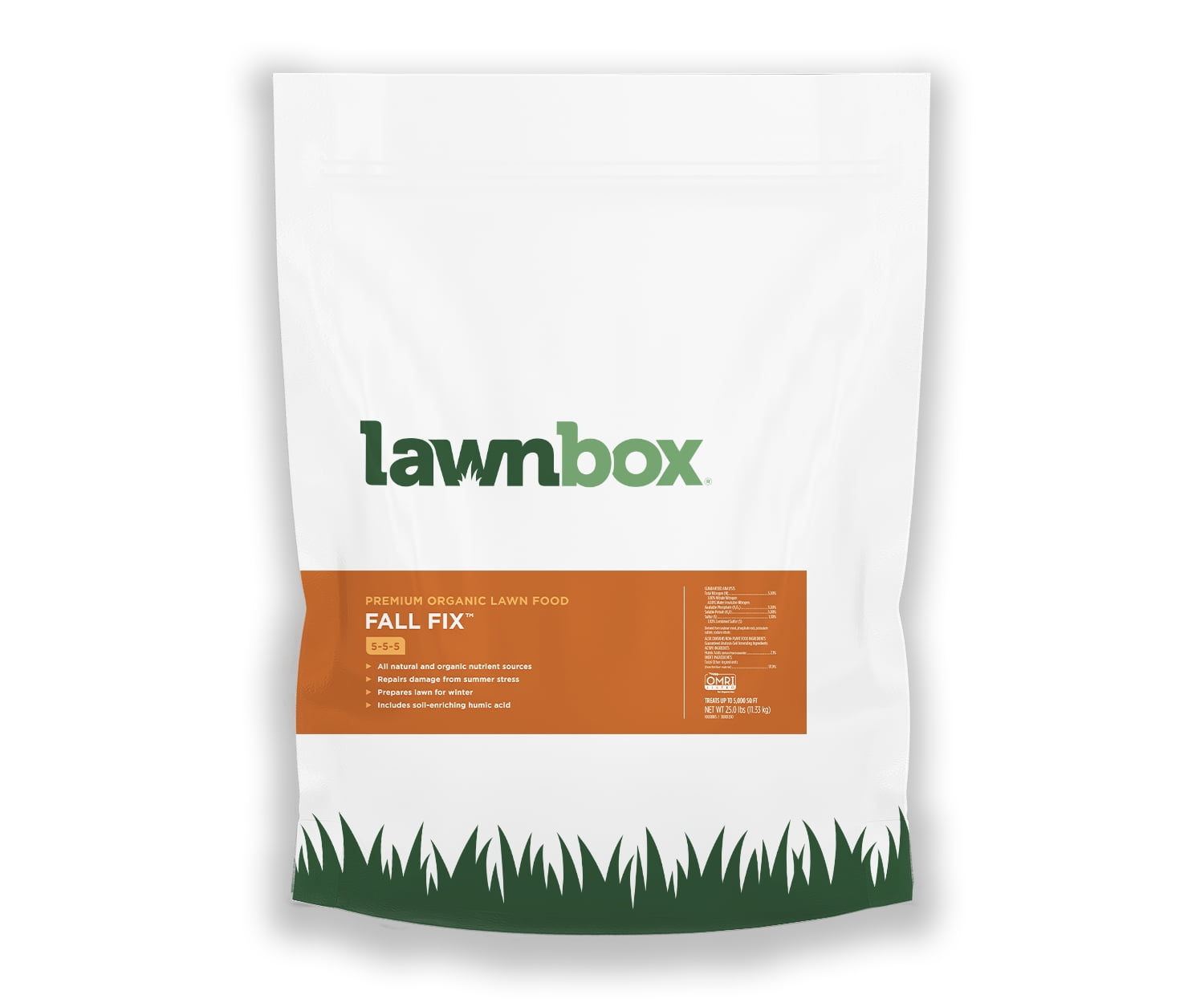 Free Shipping! Lawnbox Fall Fix 5-5-5 100% Organic Grass Fertilizer 25 ...