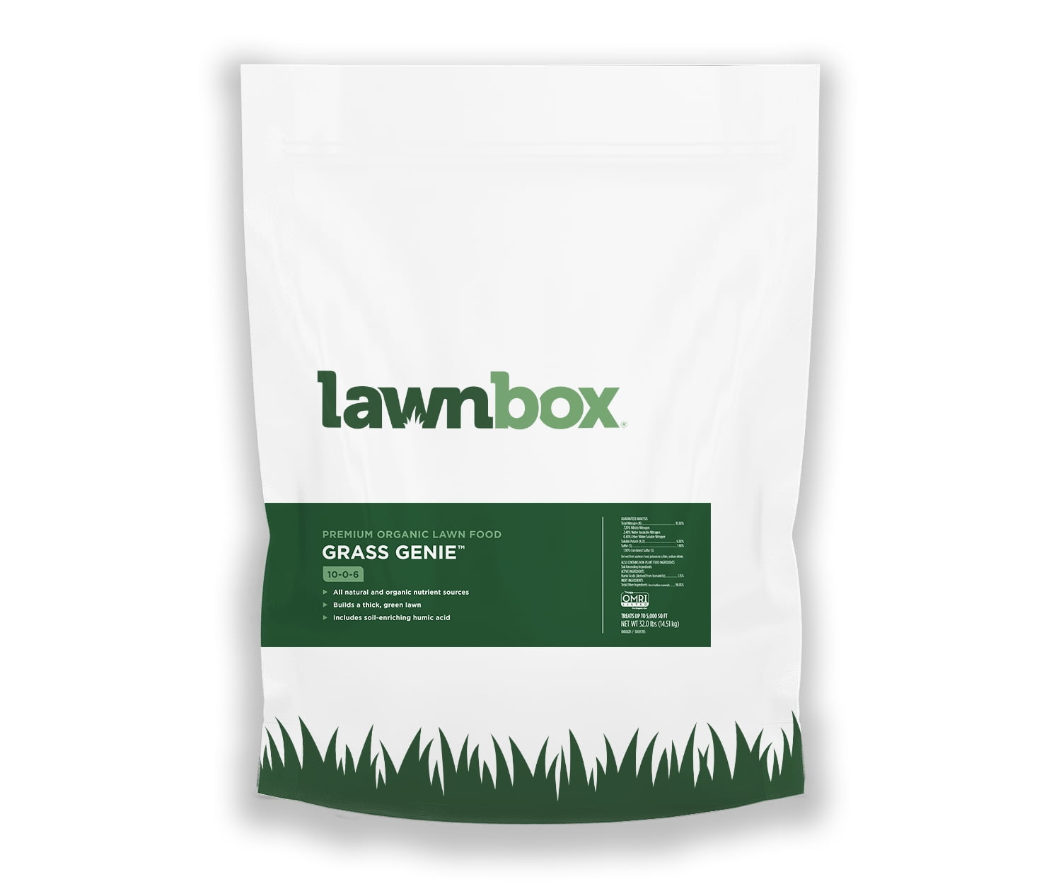 Lawnbox Grass Genie 10-0-6 100% Organic Spring Grass Fertilizer 32 lb ...