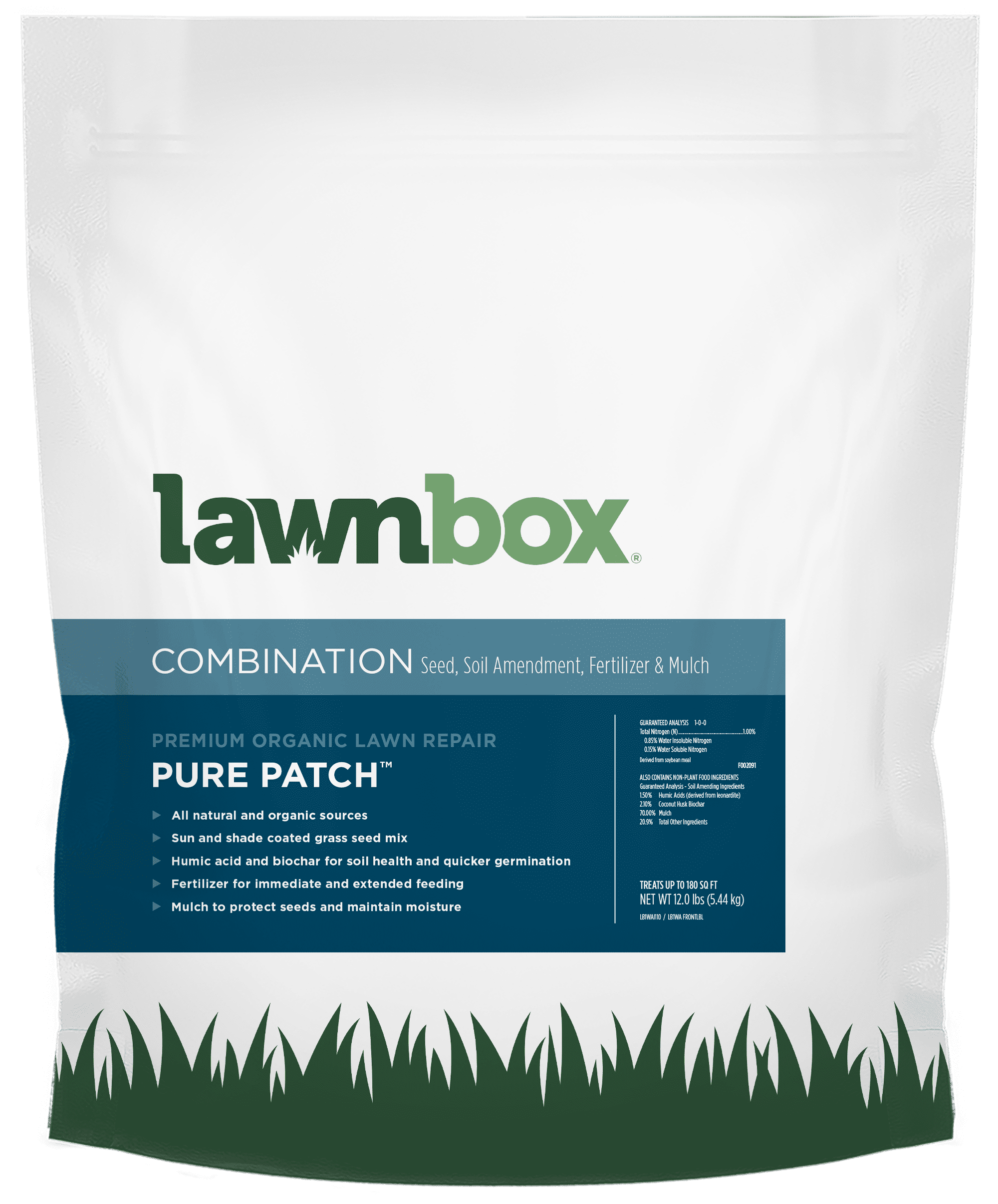 Lawnbox® Pure Patch™ Organic All in One Seed Fertilizer Mulch Soil ...